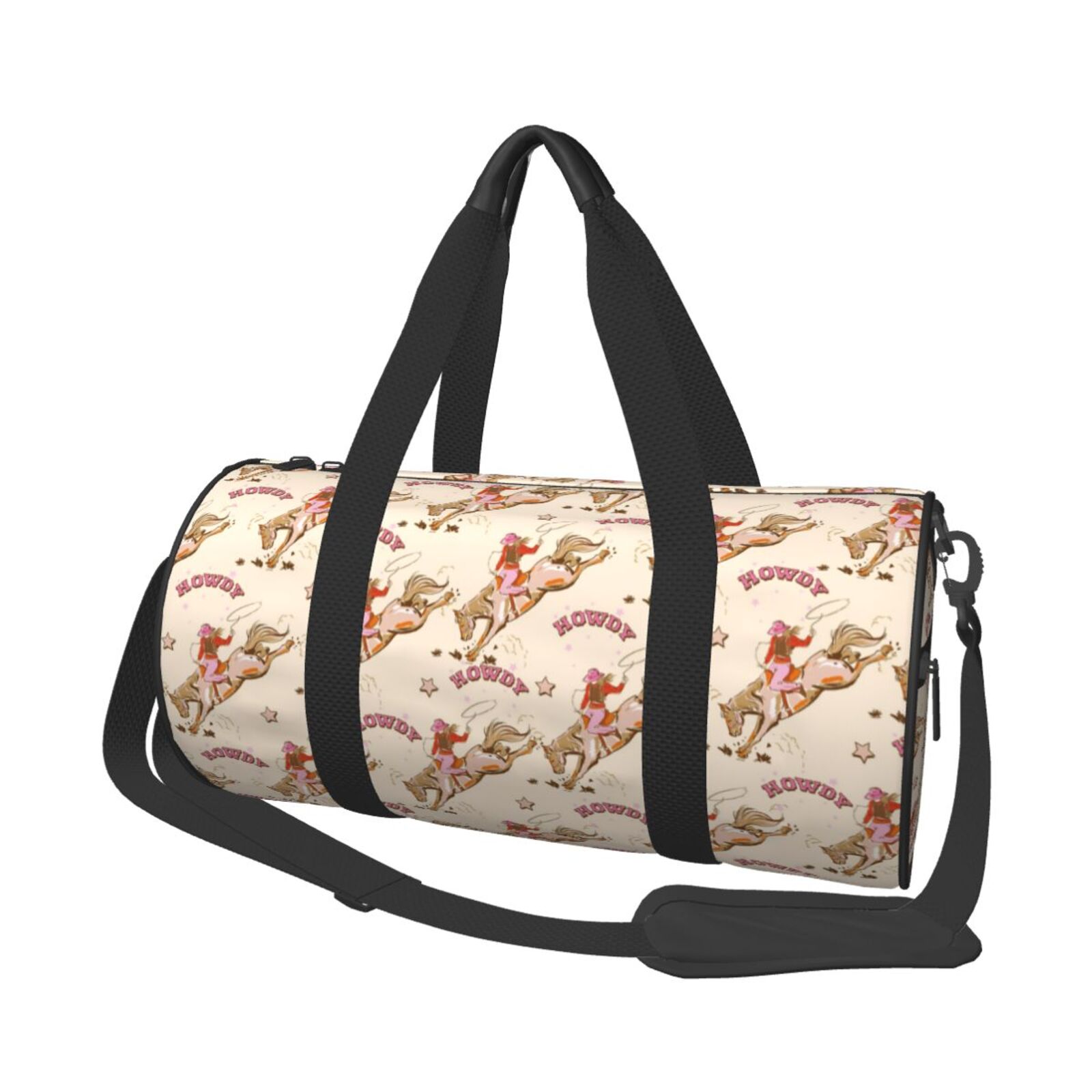 Zufioo Howdy Cowgirl Print Round Sports Travel Duffel Bag, Airplane ...