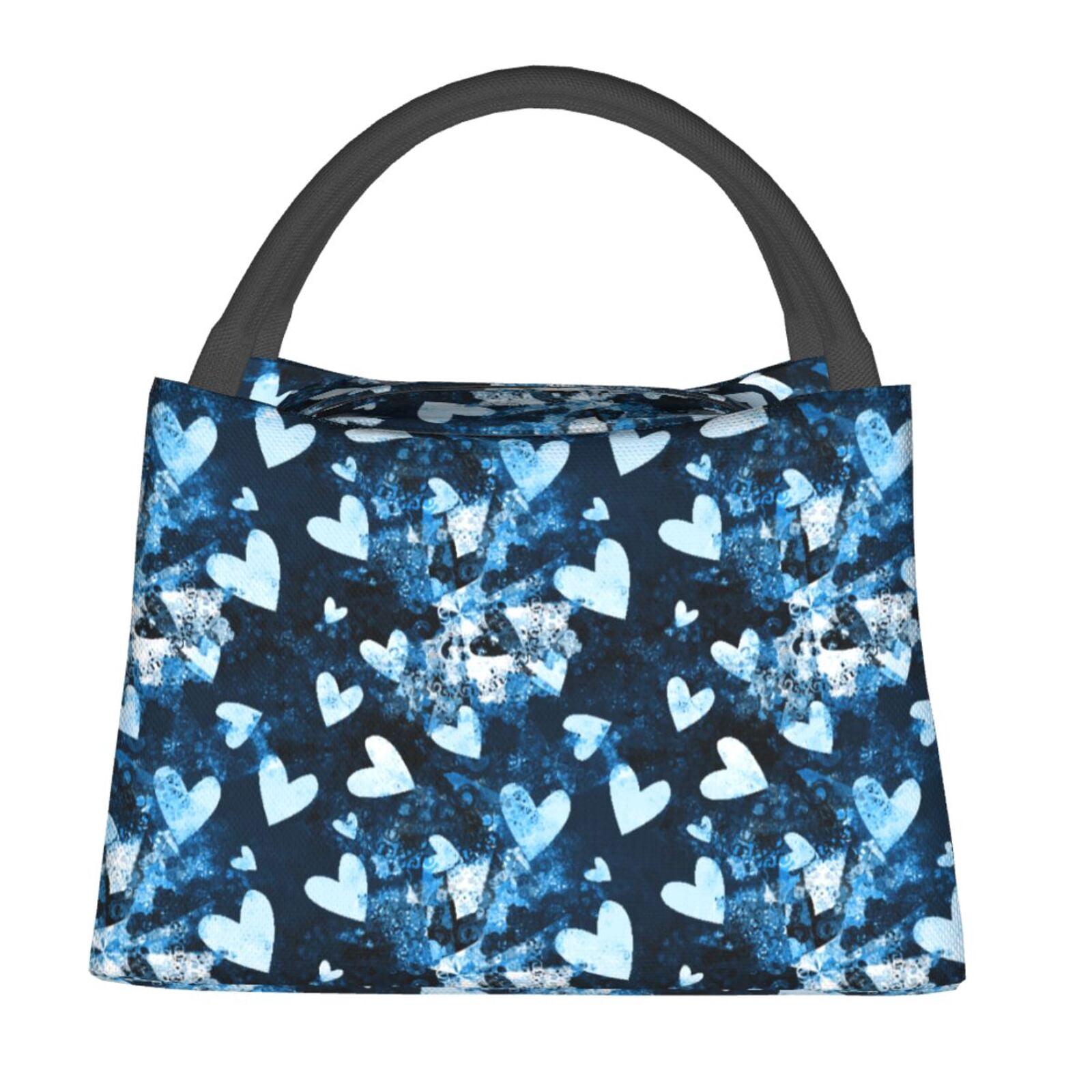 Zufioo Ice Blue Heart Insulated Reusable Grocery Bags,Cooler Bag,Food ...