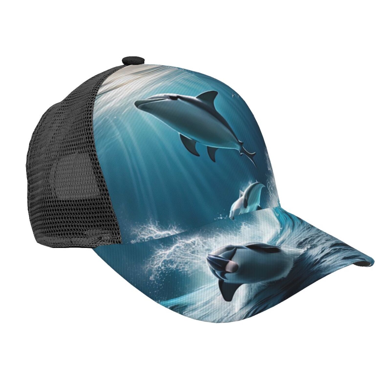Zufioo Ice Blue Ocean Cute Dolphin A Print Mesh Baseball Cap ...
