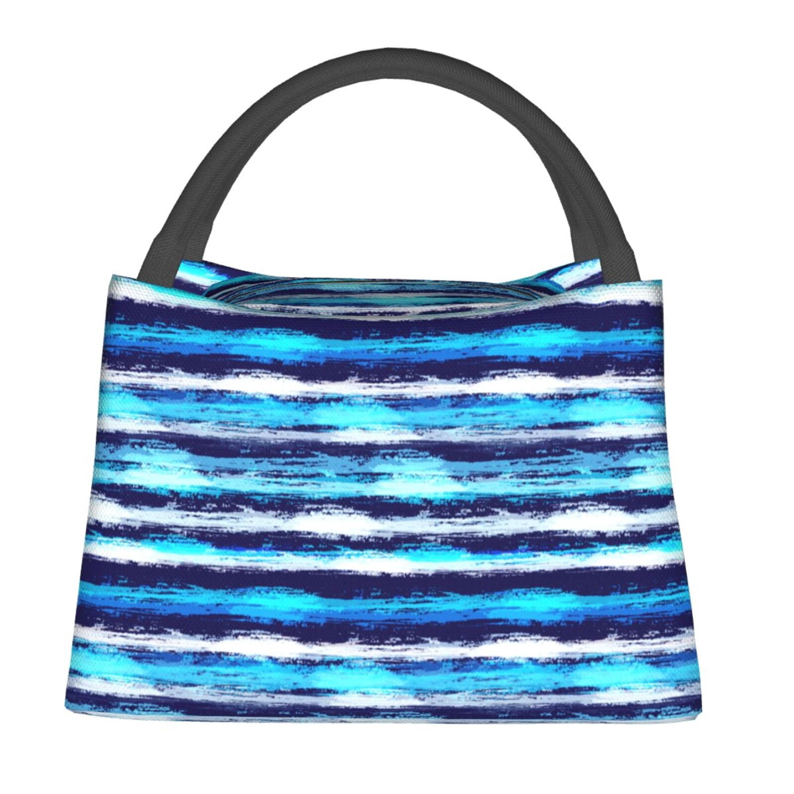 Zufioo Ice Blue Stripes Insulated Reusable Grocery Bags,Cooler Bag,Food ...
