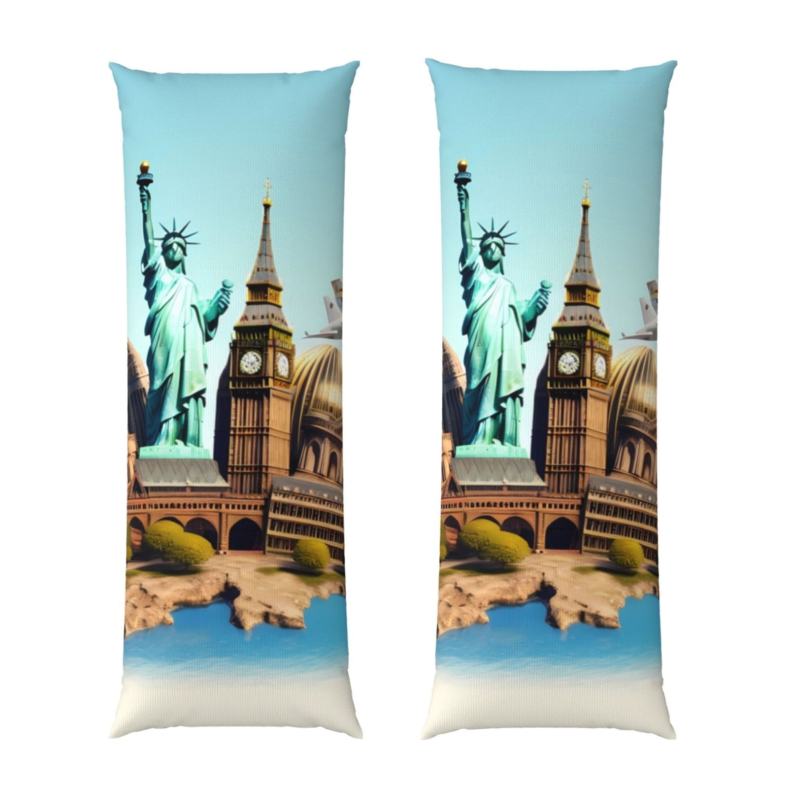 Zufioo Iconic Global Landmarks Print 20x54 Inch Long Body Pillowcase ...