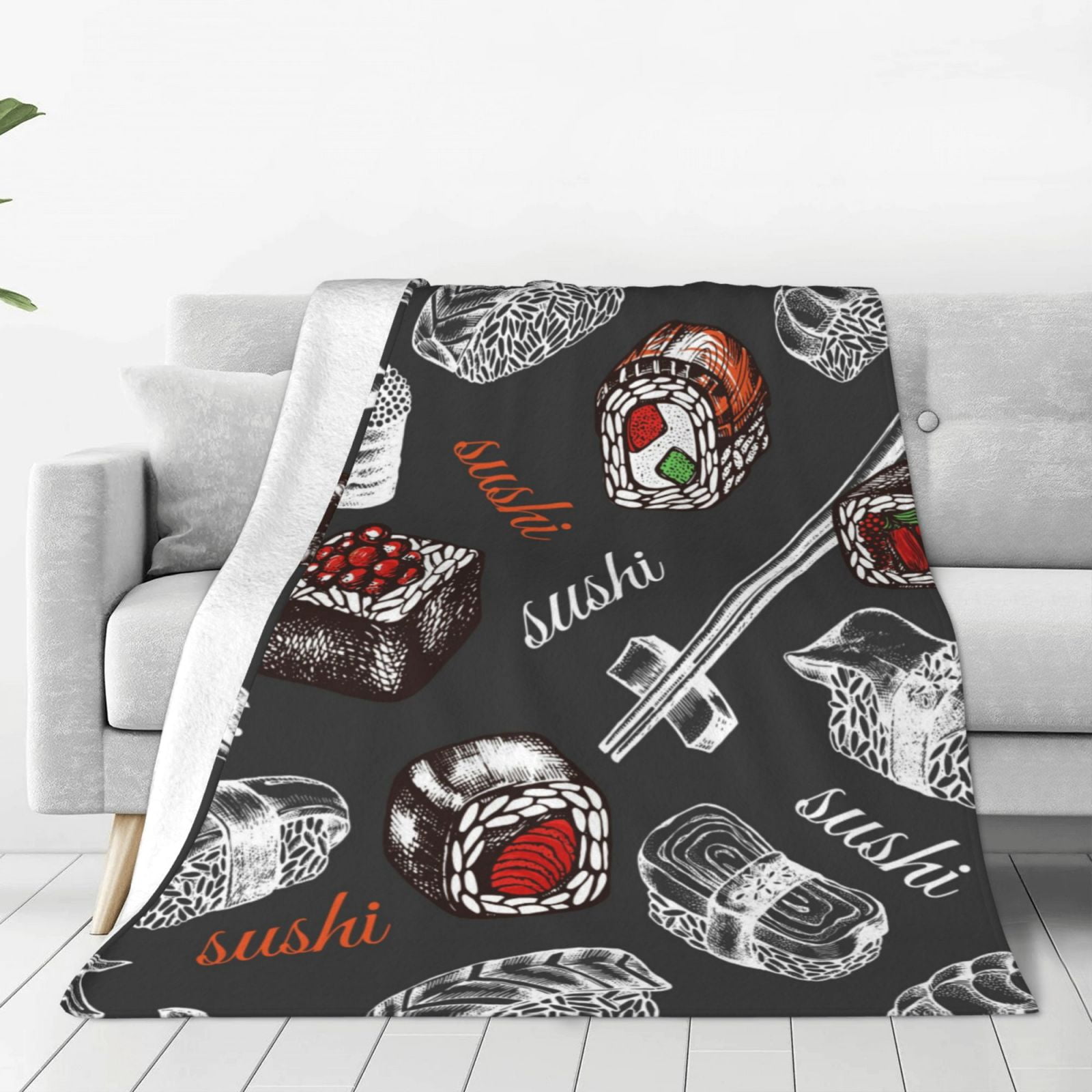 Zufioo Japanese Sushi Hashi Fleece Blanket Queen Size,Plush Bed Blanket ...