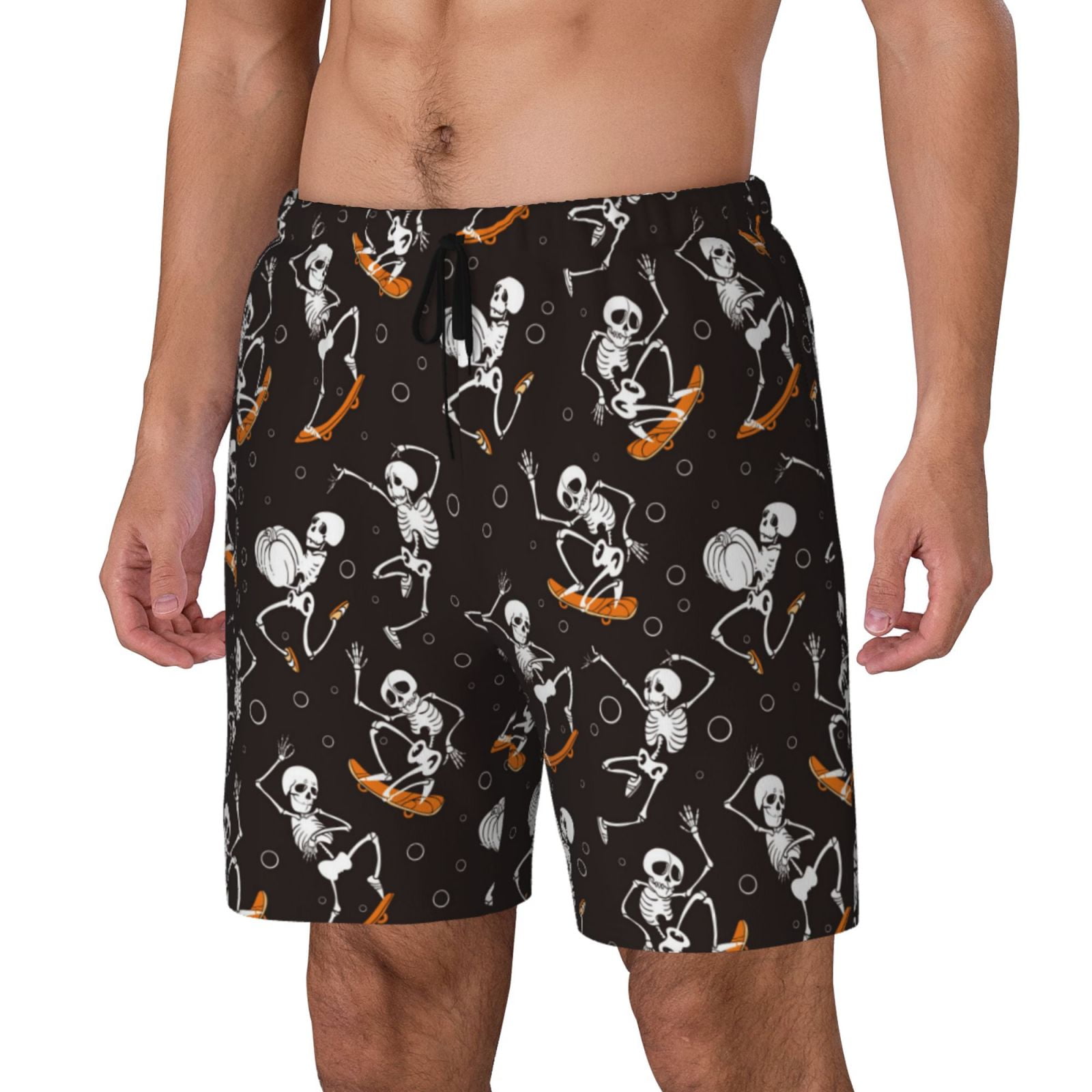 Zufioo Jumping Skull Mens Swimsuit Trunks with Compression Liner,Quick ...