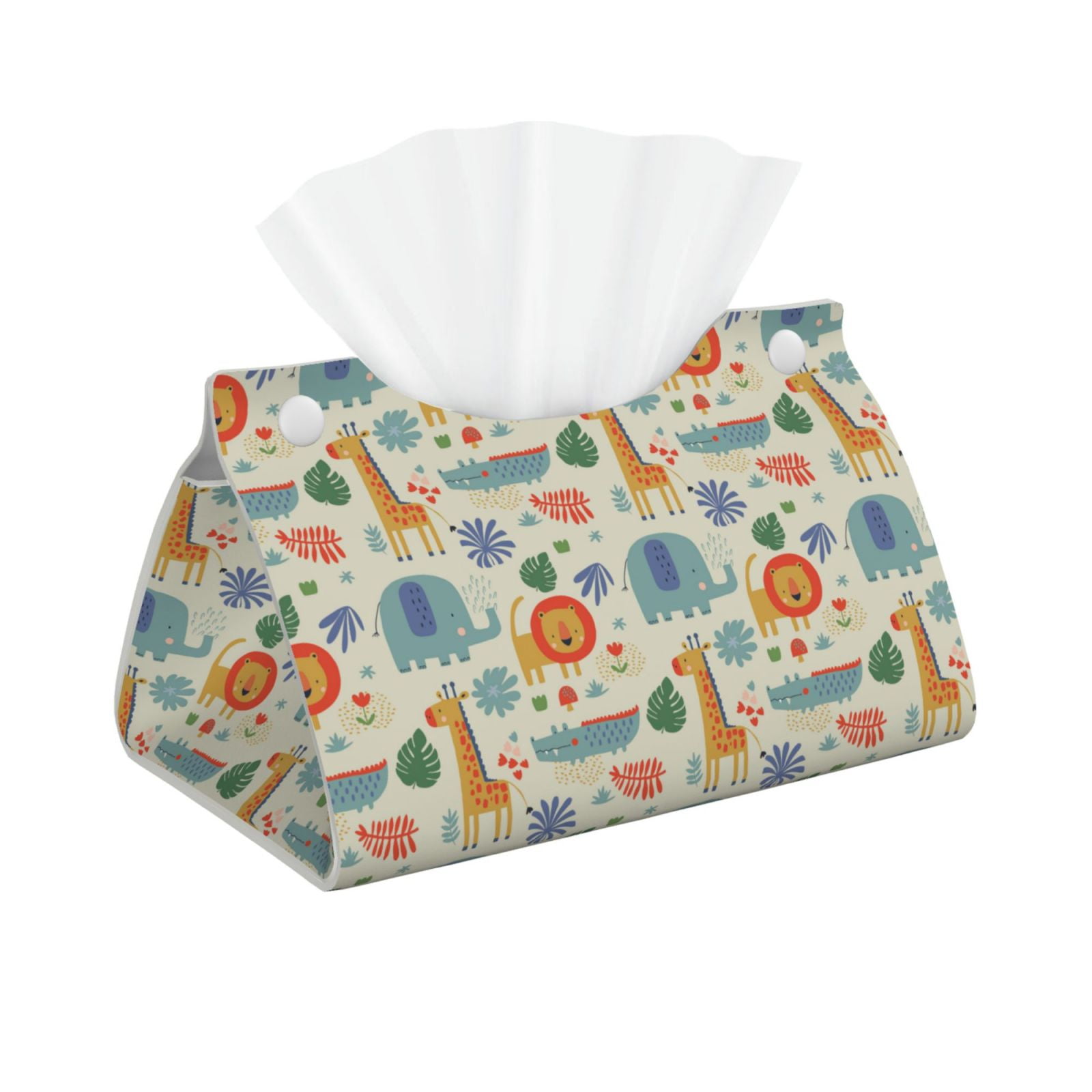 Zufioo Jungle Animals Print Long Leather Tissue Bag, PVC Waterproof ...