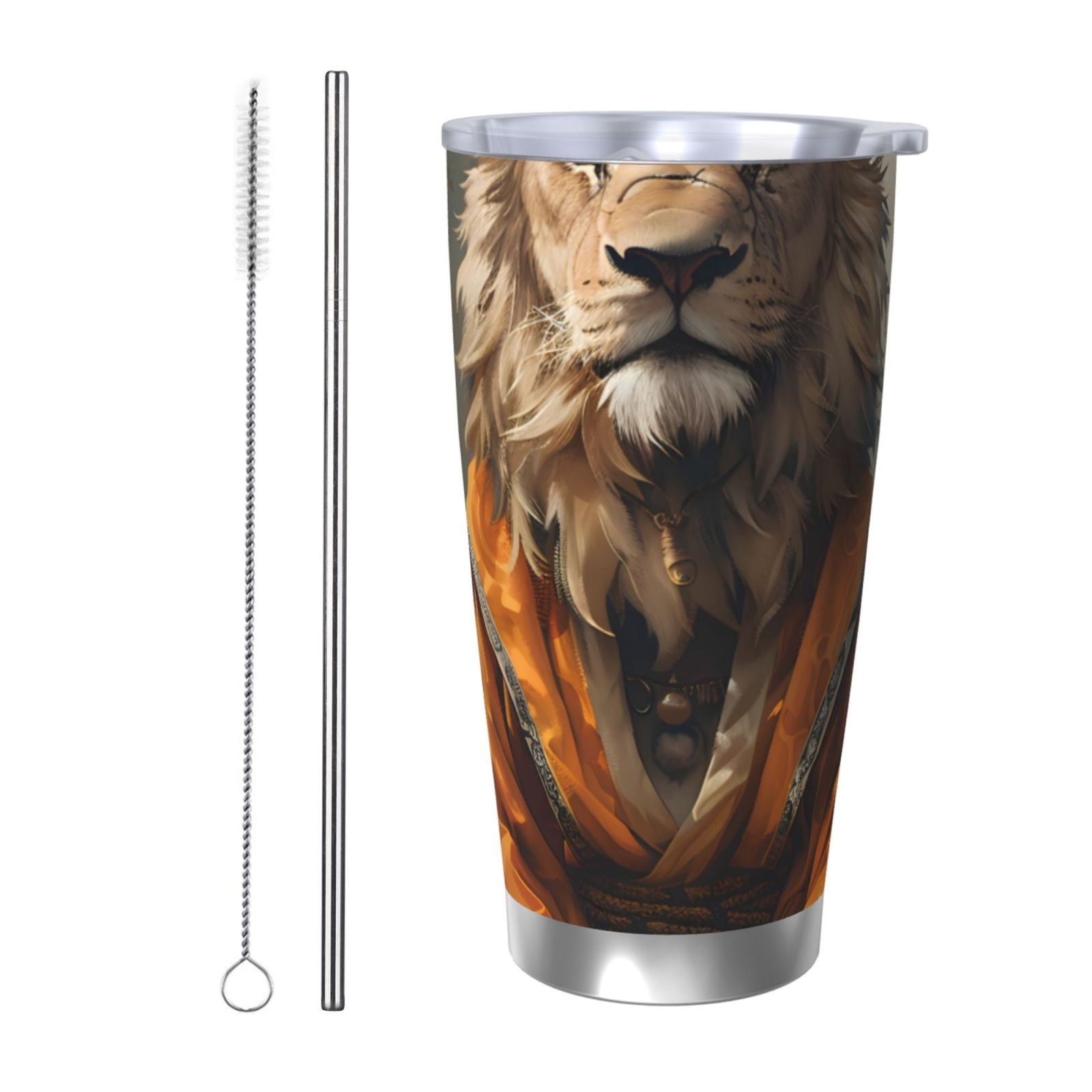 Zufioo Jungle Meditating Lion Print 20OZ Stainless Steel Car Cup ...