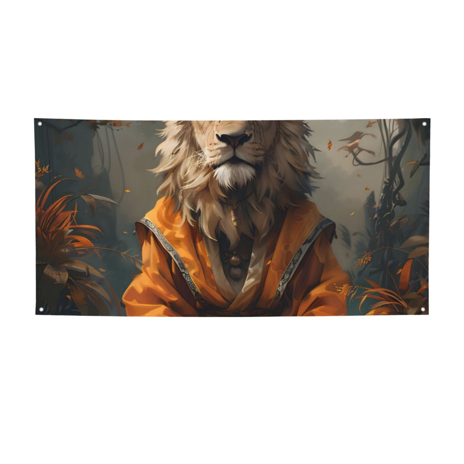 Zufioo Jungle Meditating Lion Print Holiday Banners, Party Banners ...