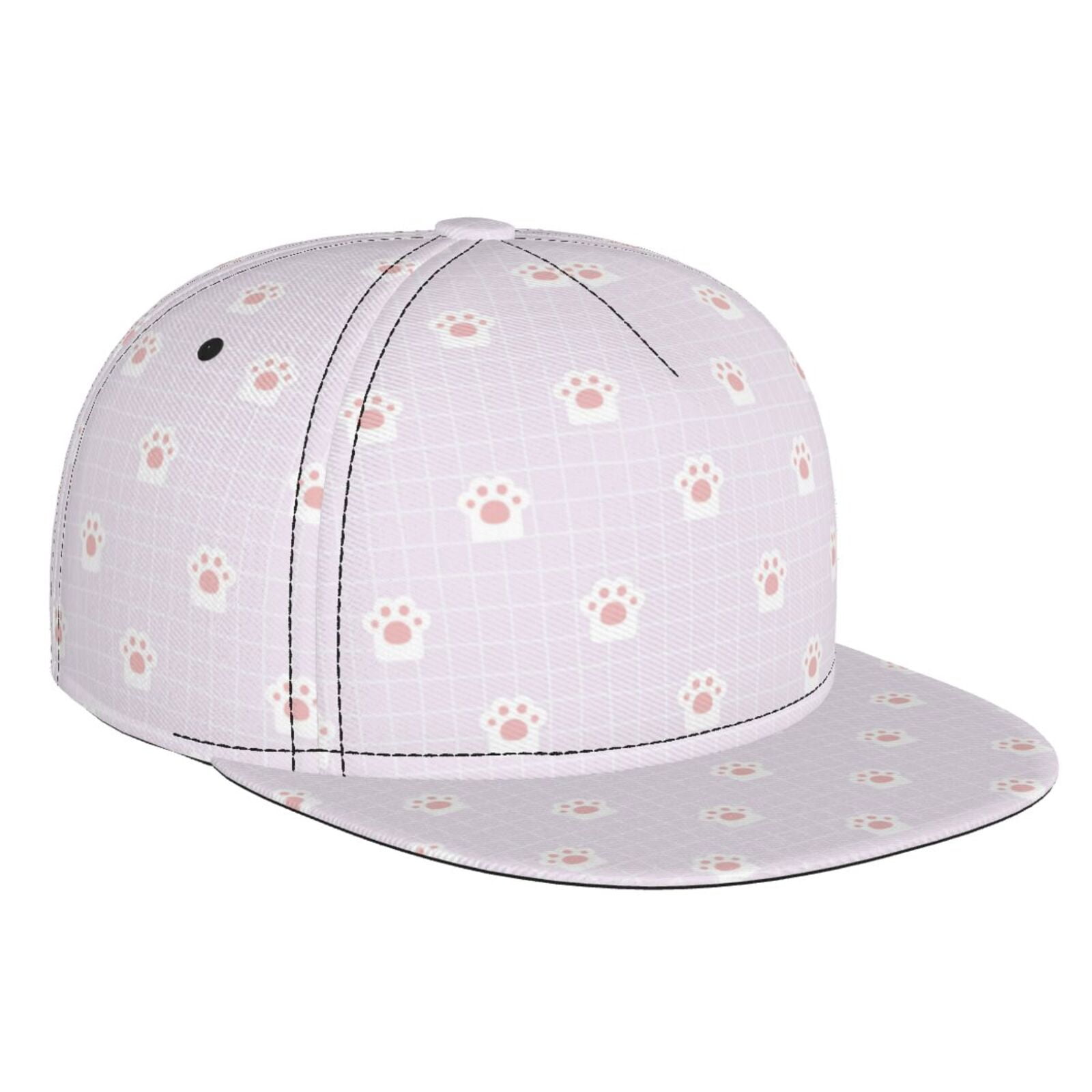 Zufioo Kawaii Cat Paw Print Flat Brim Baseball Cap, Sun Protection ...