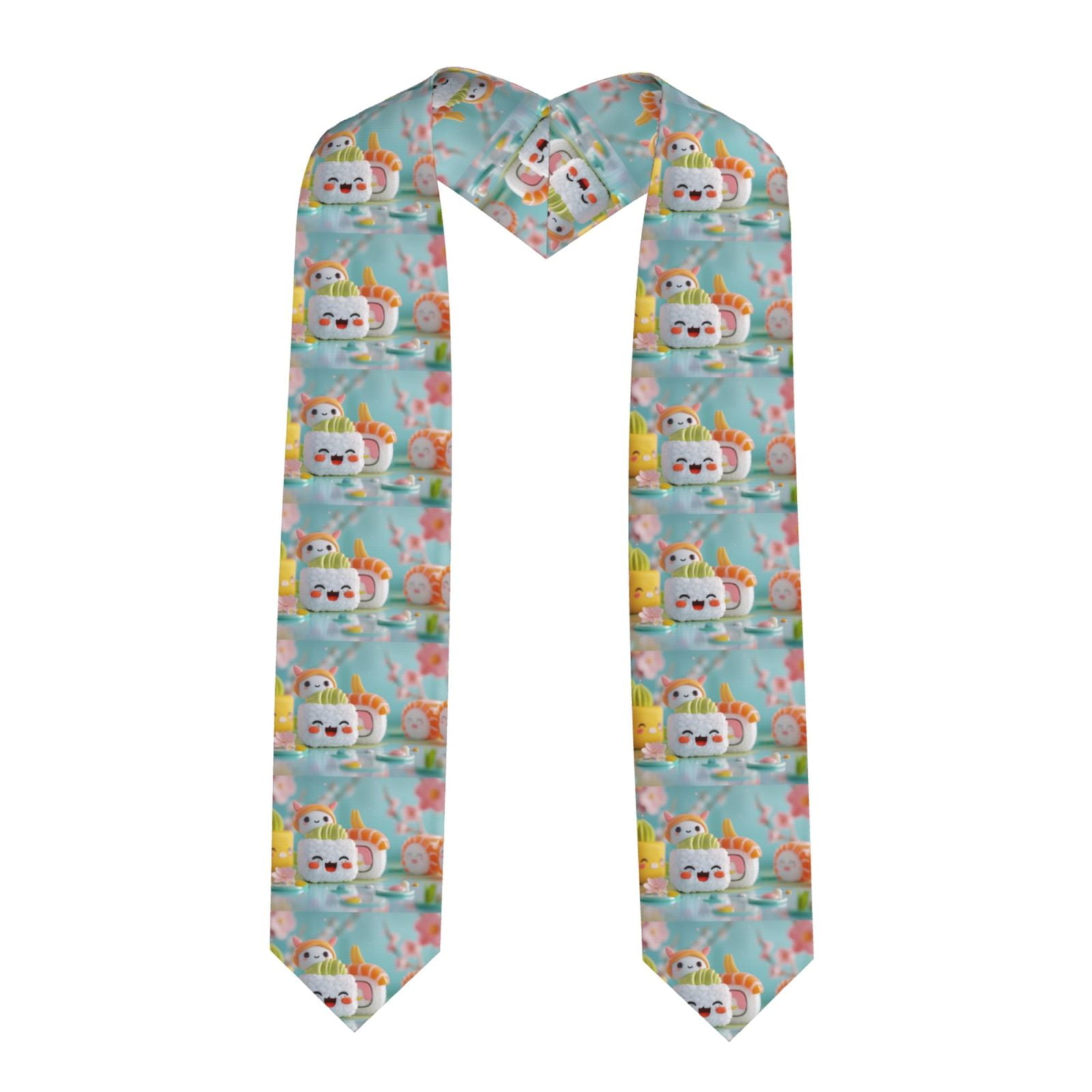 Zufioo Kawaii Sushi Characters Delight Print Graduation Shawl Ribbon ...