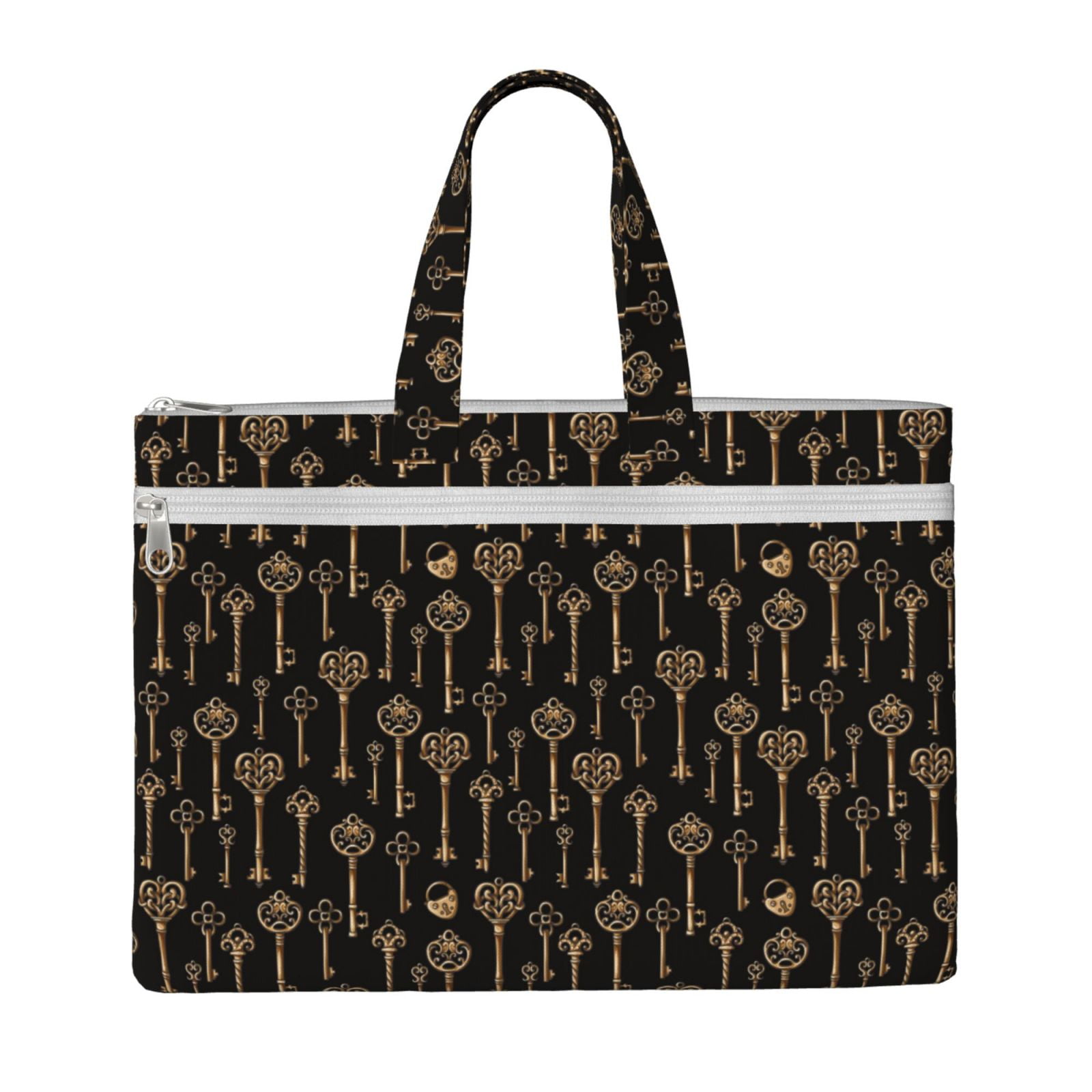 Zufioo Keys Print Canvas Hand-Held Document Bag, Zippered Document ...
