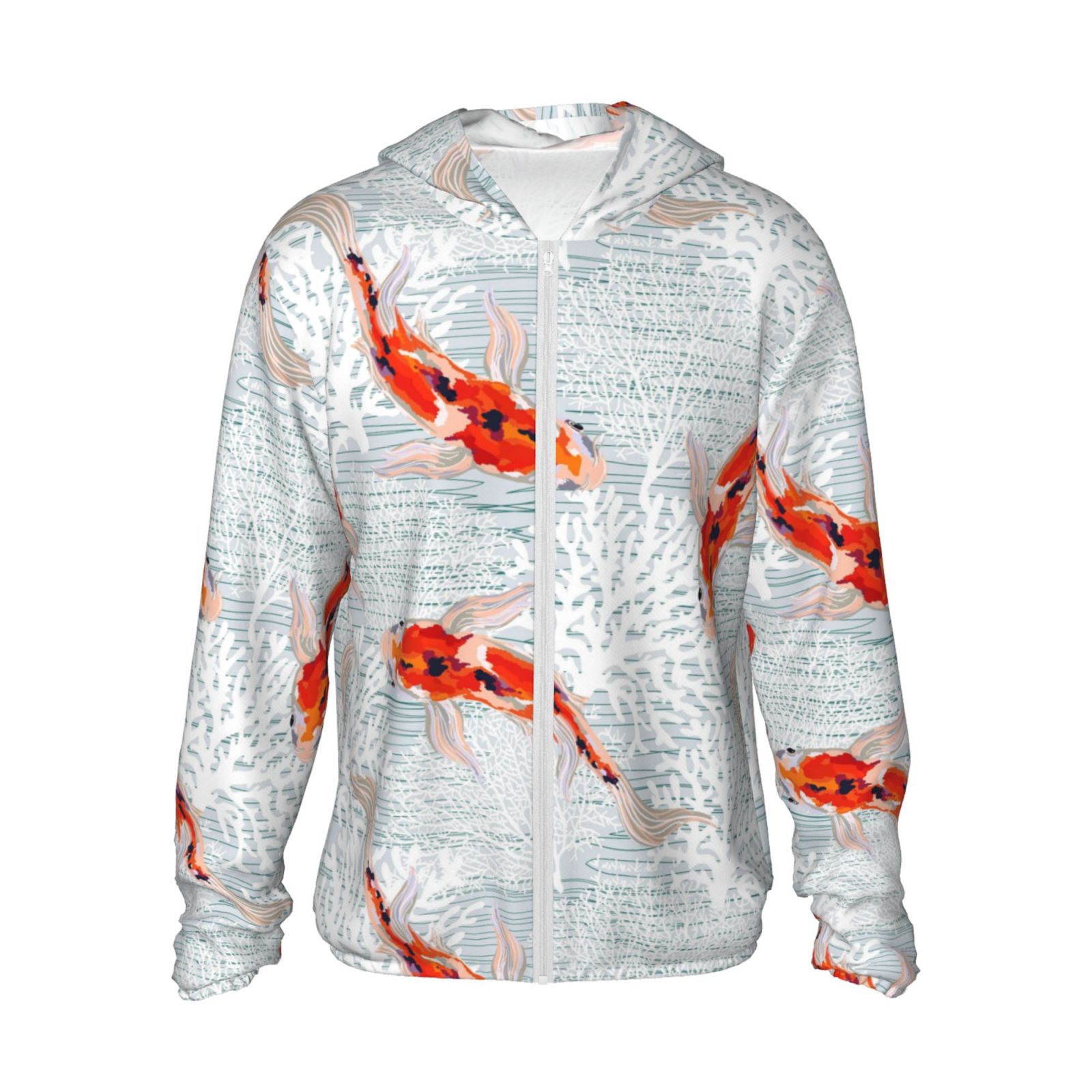 Zufioo Koi Fish Corals,Spring Summer Sun Shirt for men and women,Sun Hoodie shirt,Unisex UV ...