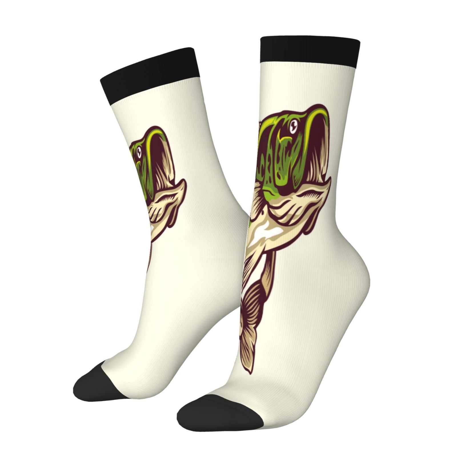 Zufioo Largemouth Bass Fish (3) Thigh High Socks,Knee High Socks For ...