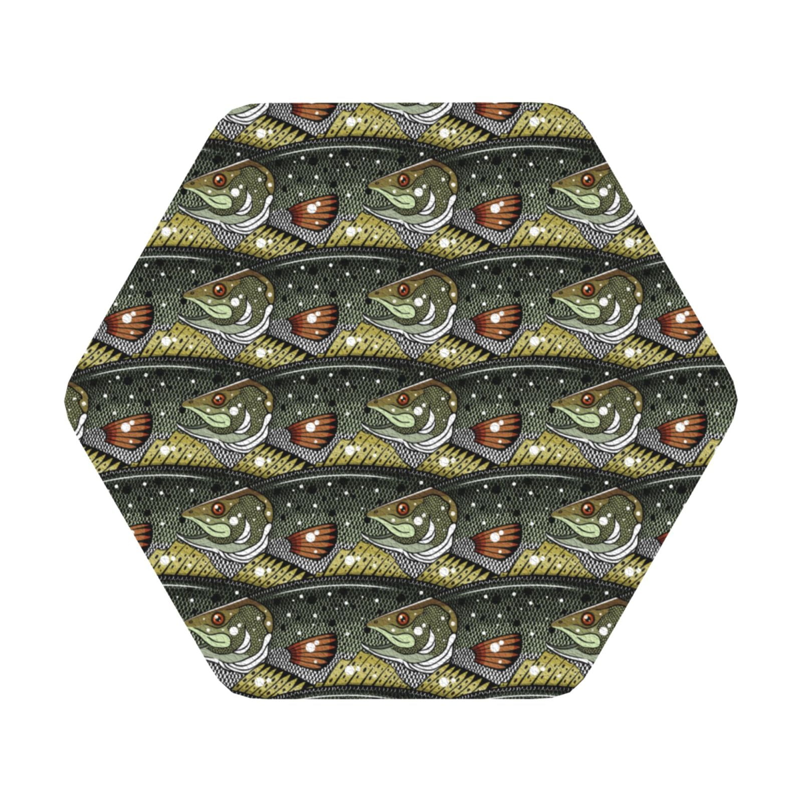 Zufioo Largemouth Bass Fish 6PCS Leather Coasters ,4 Inch Coasters,Coasters for Wine Glass, Mug ...
