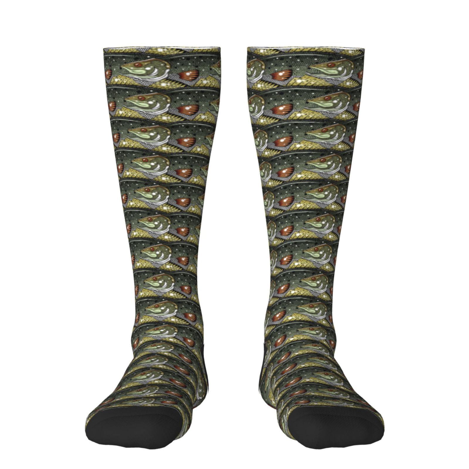 Zufioo Largemouth Bass Fish Long High Thigh Socks Knee-High Warm ...