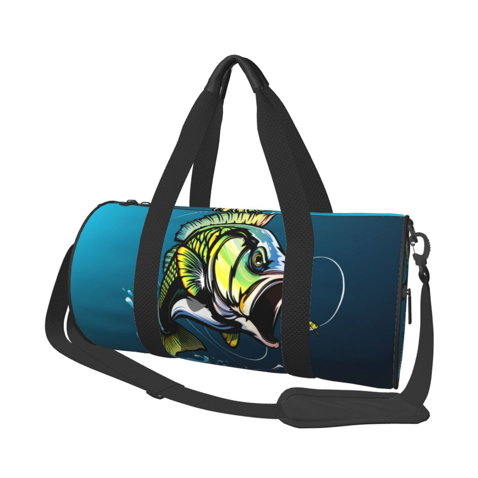 Zufioo Largemouth Bass Fish Print Round Sports Travel Duffel Bag ...