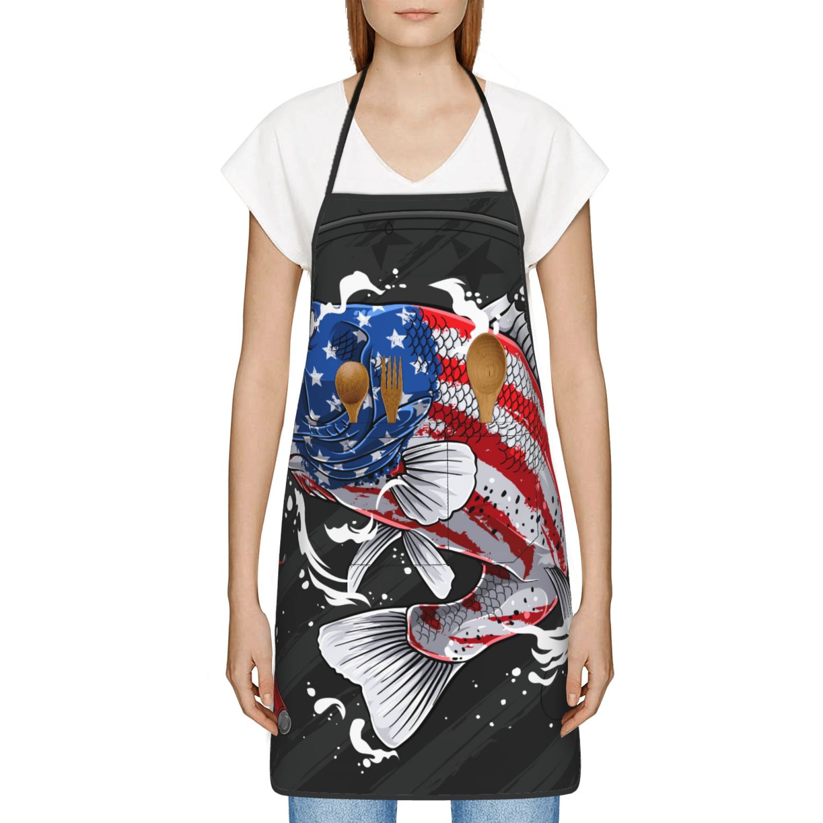 Zufioo Largemouth Bass Fish in USA for Lock Hem Apron with Pockets ...