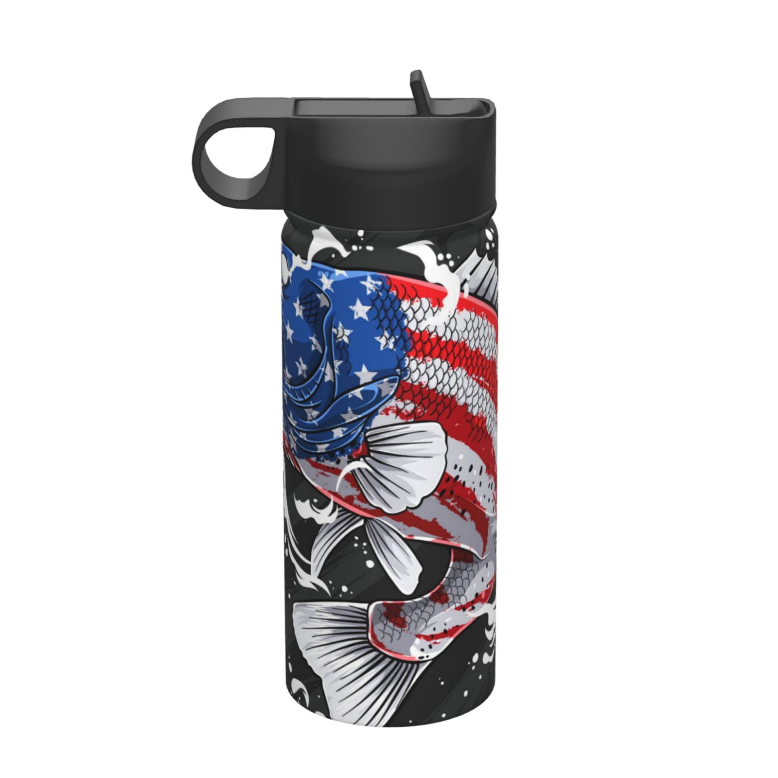 Zufioo Largemouth Bass Fish in USA Print 18OZ Insulated Space Bottle ...