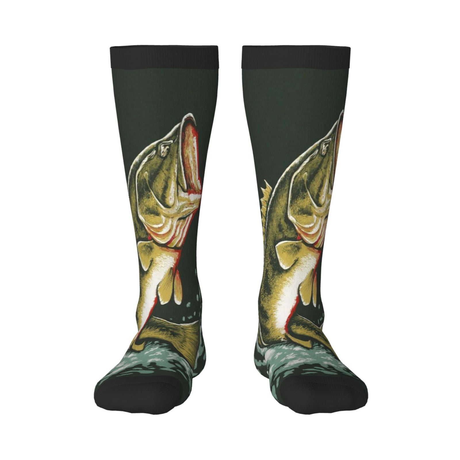 Zufioo Largemouth Bass jumps out of water Long High Thigh Socks Knee ...
