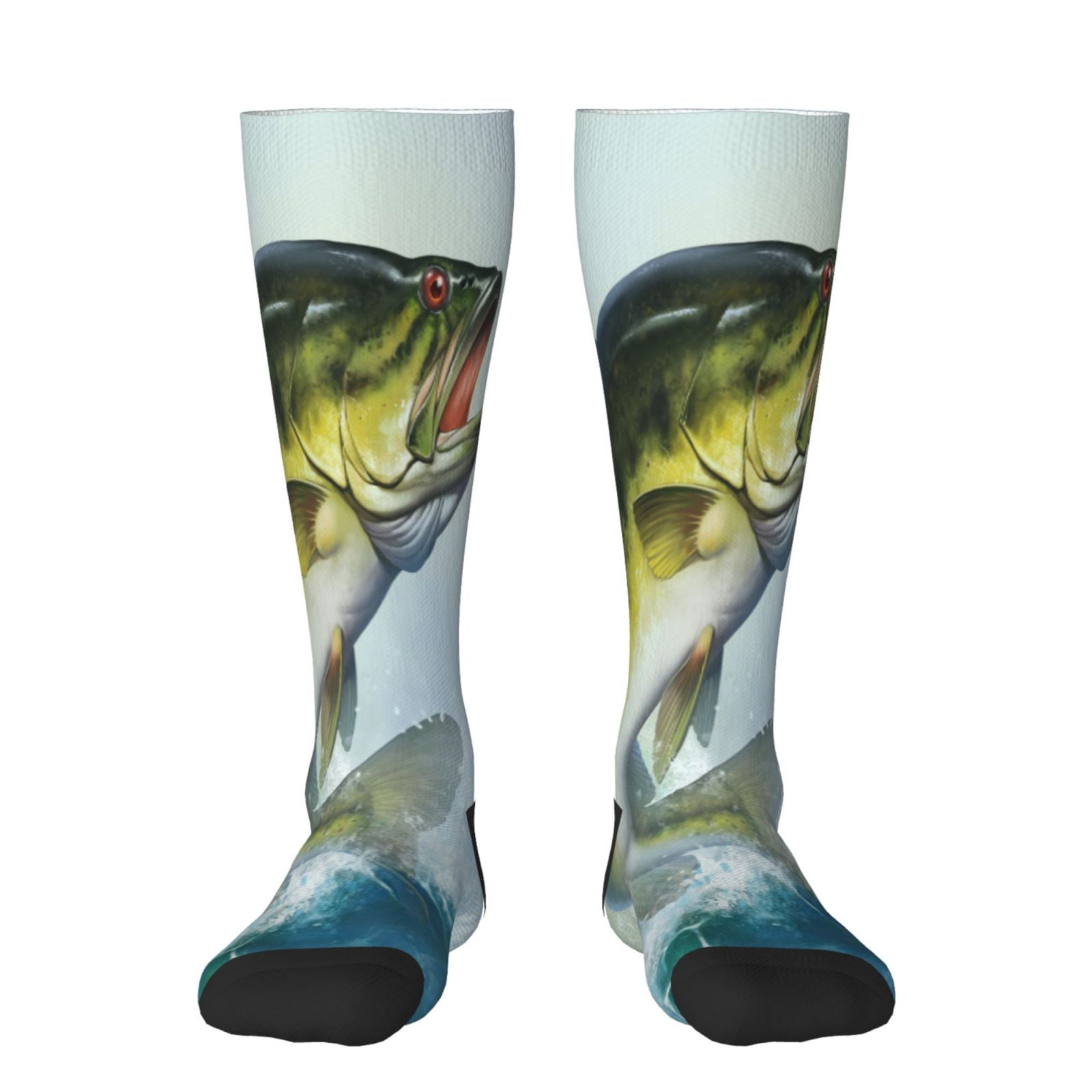 Zufioo Largemouth Bass jumps out of water Long High Thigh Socks Knee ...