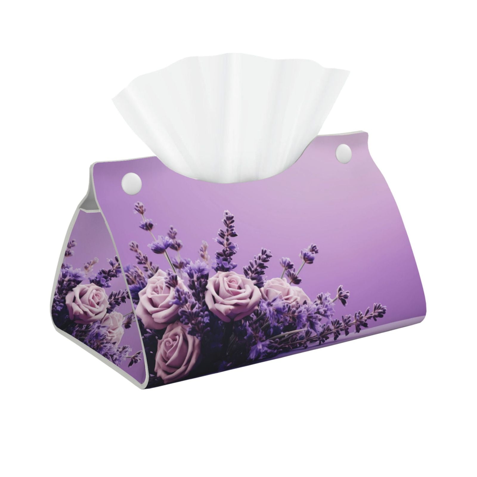 Zufioo Lavender Roses Arrangement Print Long Leather Tissue Bag, PVC ...