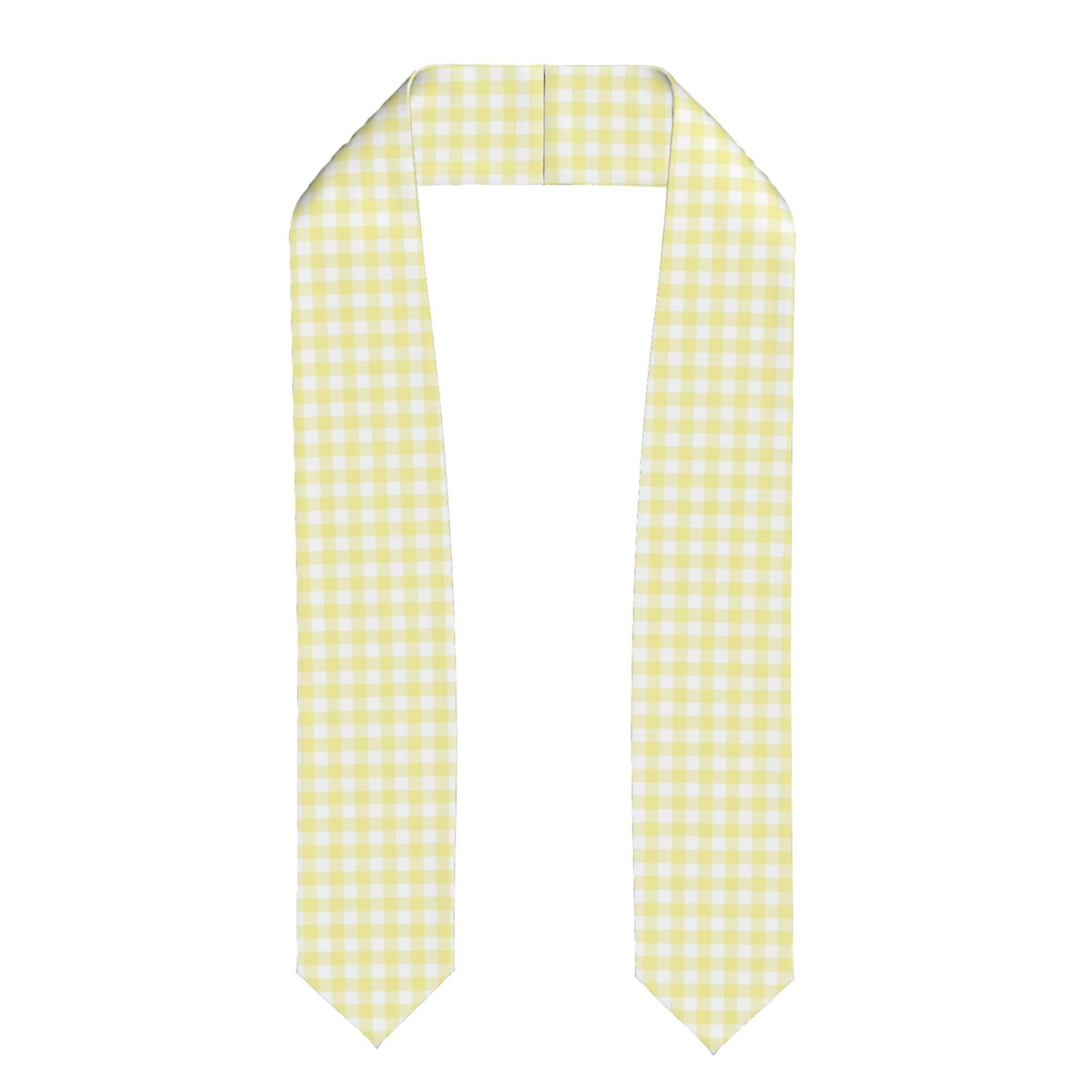 Zufioo Lemon Yellow Checkboard Print Graduation Shawl Ribbon ...