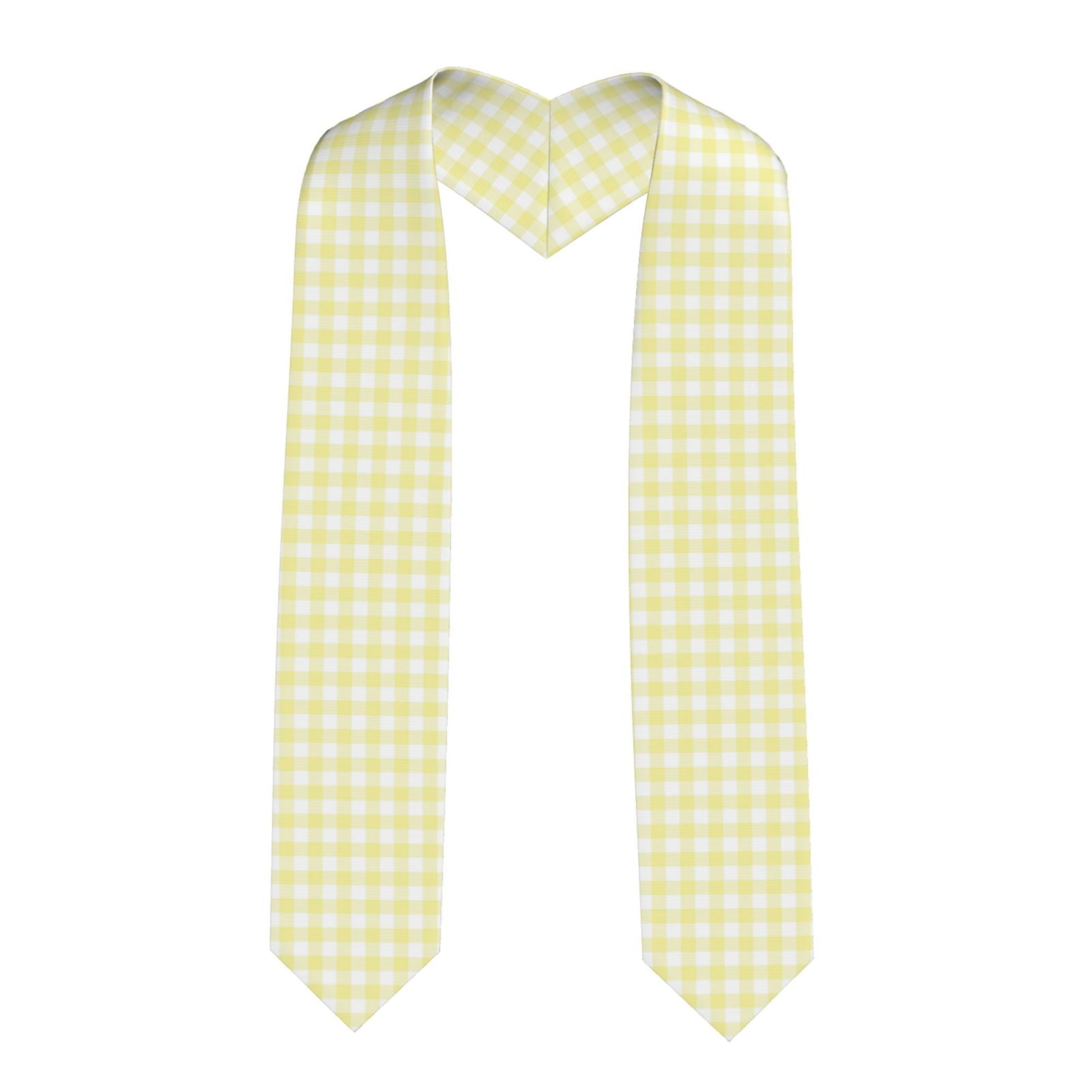 Zufioo Lemon Yellow Checkboard Print Graduation Shawl Ribbon ...