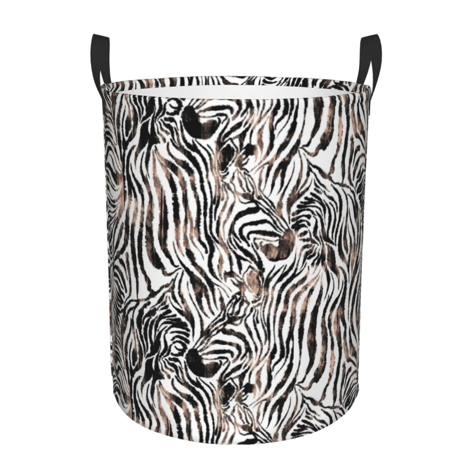 Zufioo Leopard And Zebra Print Round Dirty Clothes Basket, Waterproof ...