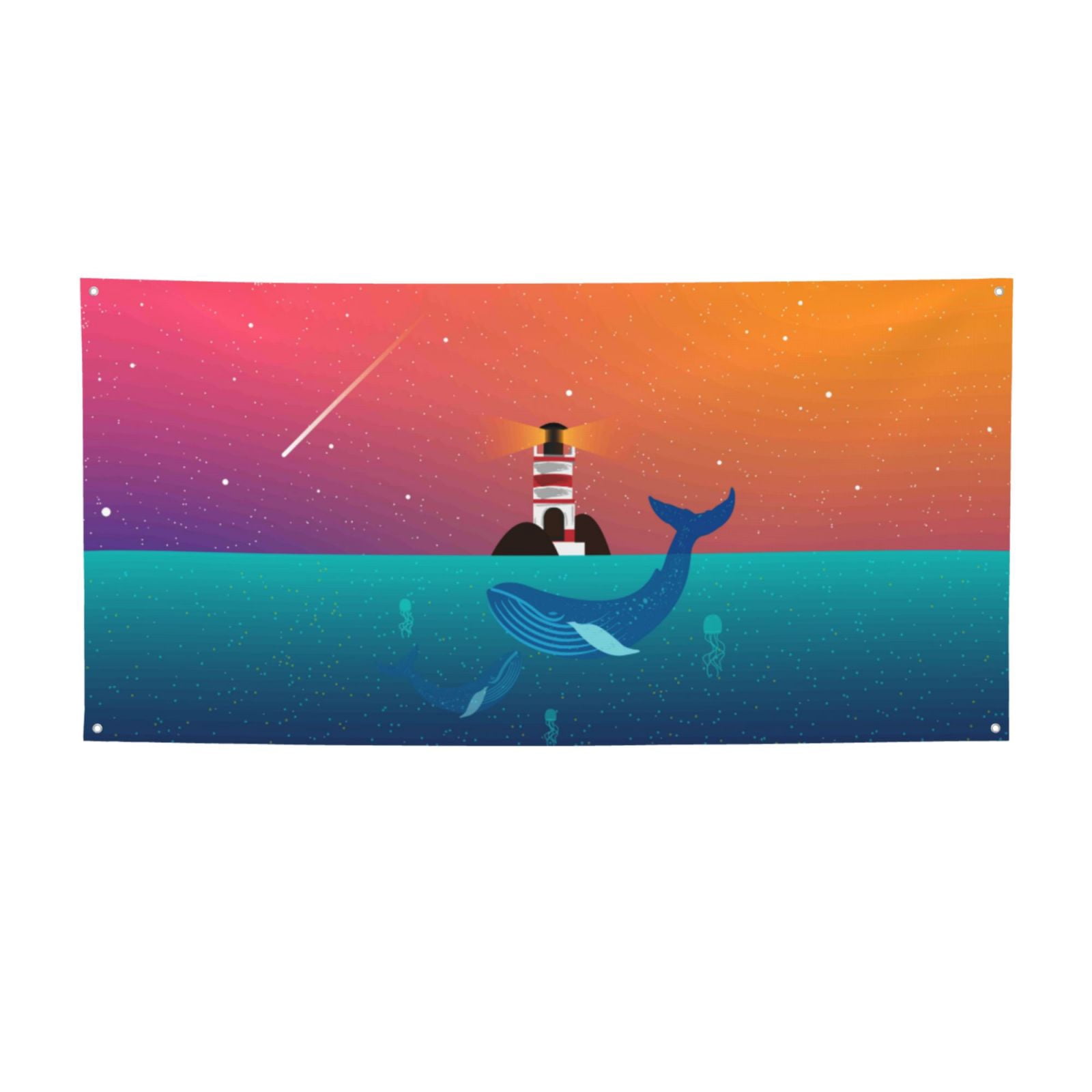 Zufioo Lighthouse and Whale Print Holiday Banners, Party Banners ...