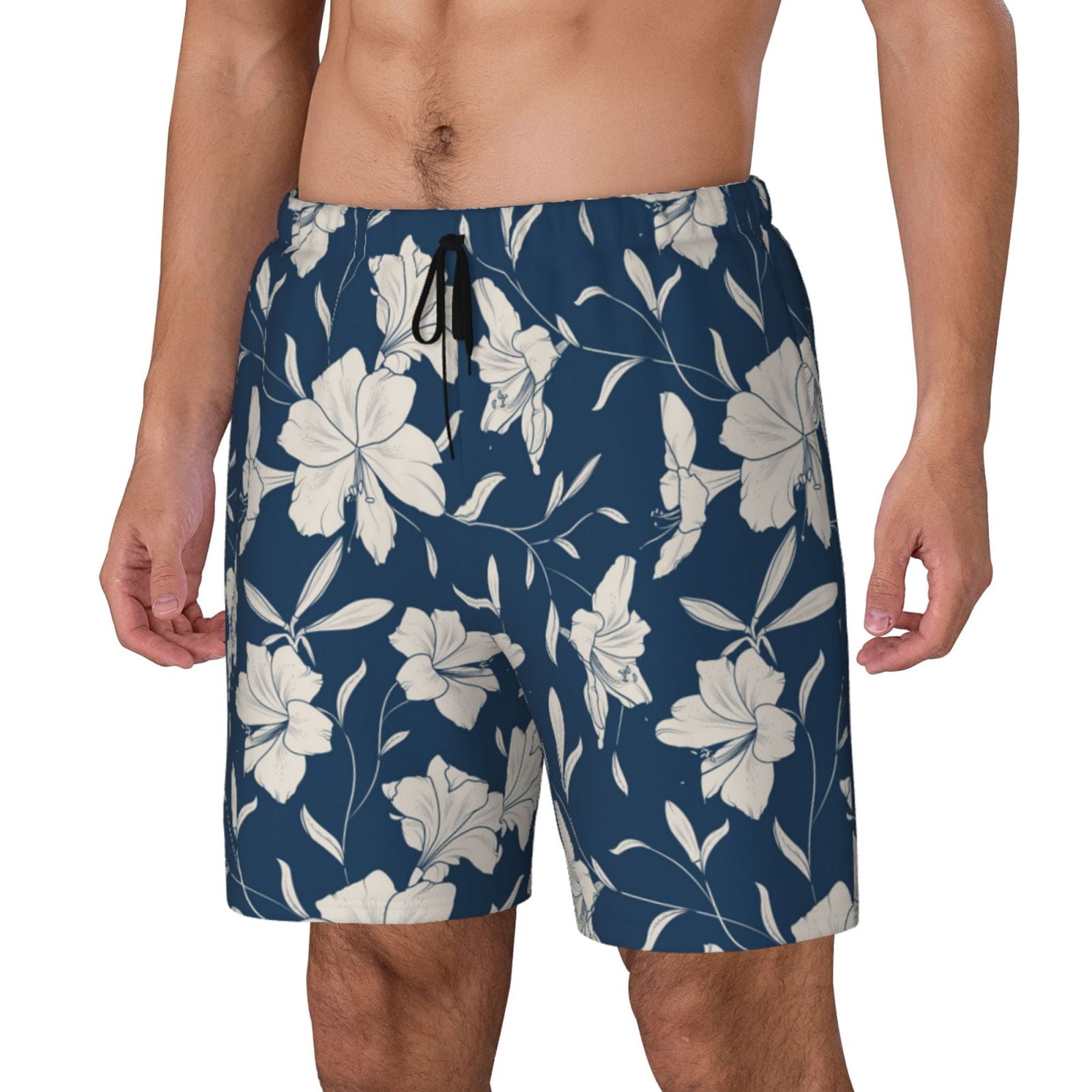 Zufioo Lilies Flowers Mens Swimsuit Trunks with Compression Liner,Quick ...