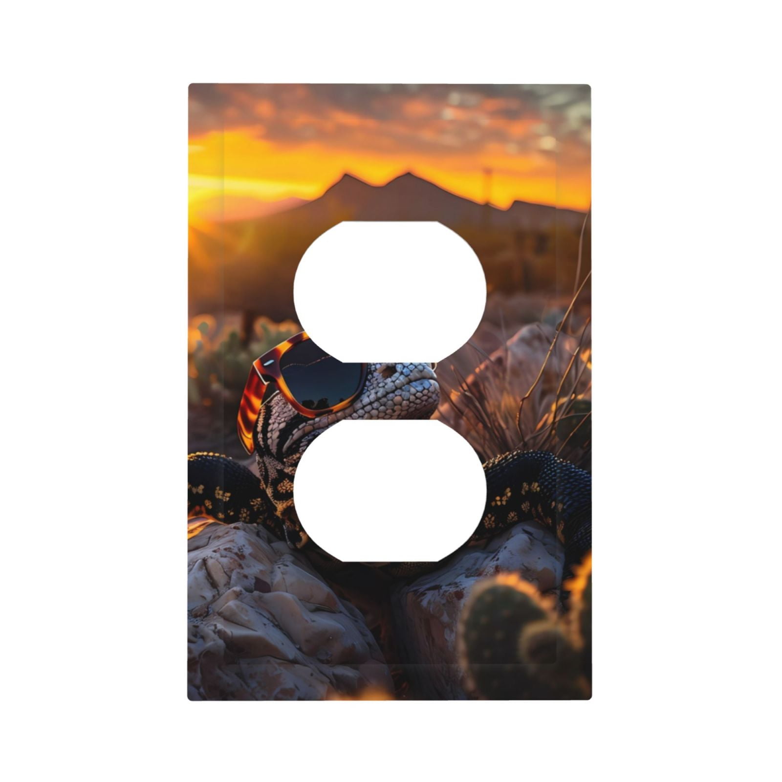 Zufioo Lizard With Sunglasses Sunset Print Switch Wall Plate, Dustproof ...
