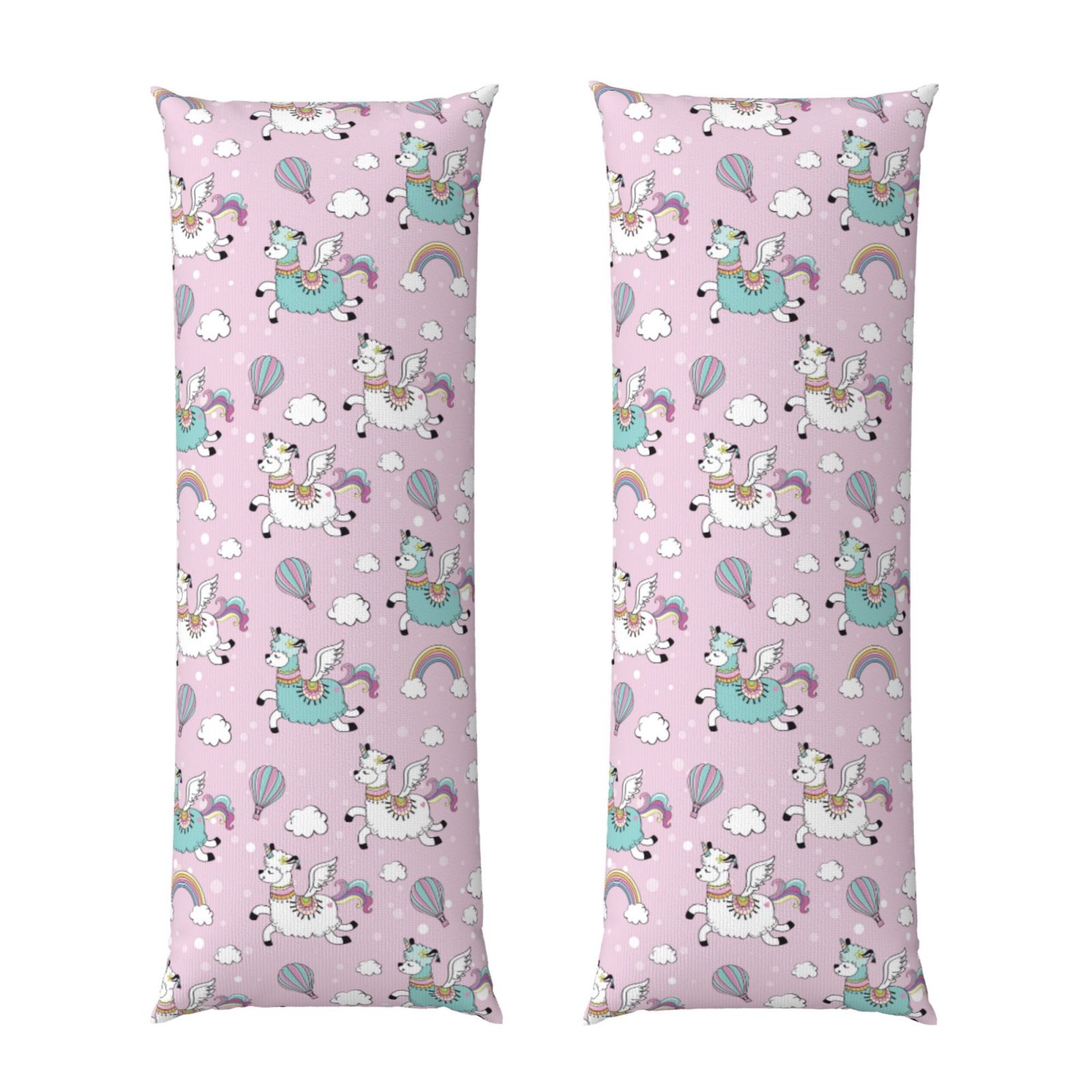 Zufioo Llama Unicorn and Rainbow Print 20x54 Inch Long Body Pillowcase ...