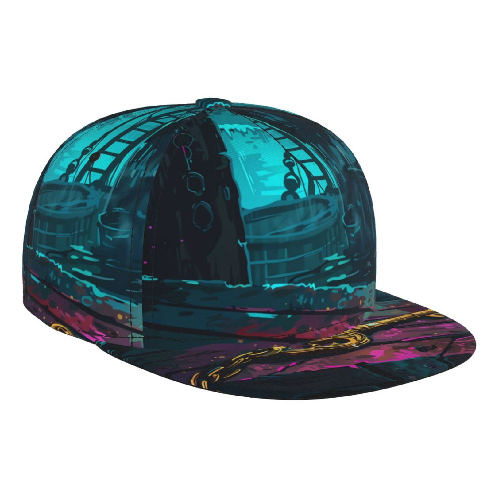 Zufioo Lost Golden Key Print Flat Brim Baseball Cap, Sun Protection ...