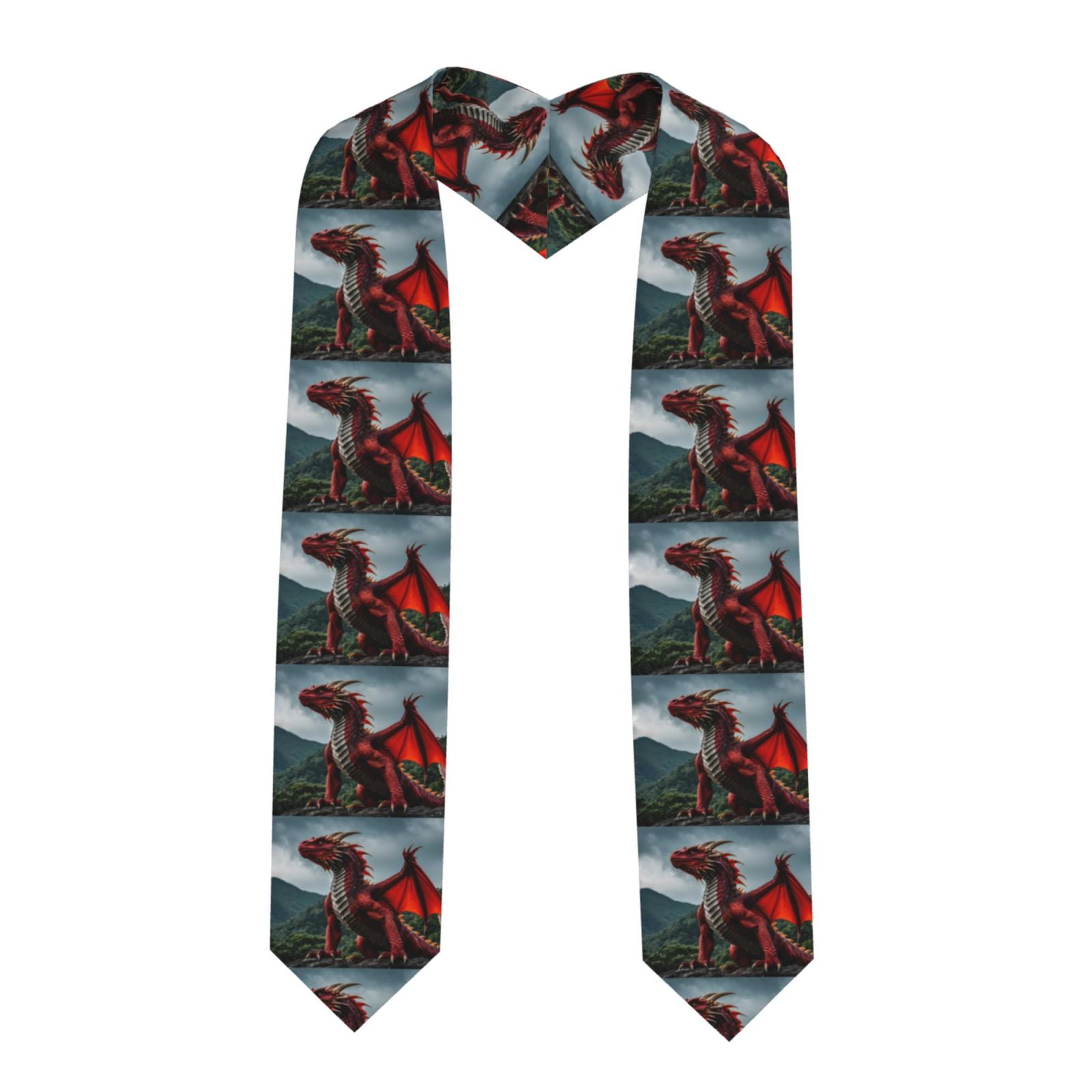 Zufioo Majestic Red Dragon Print Graduation Shawl Ribbon, Graduation ...