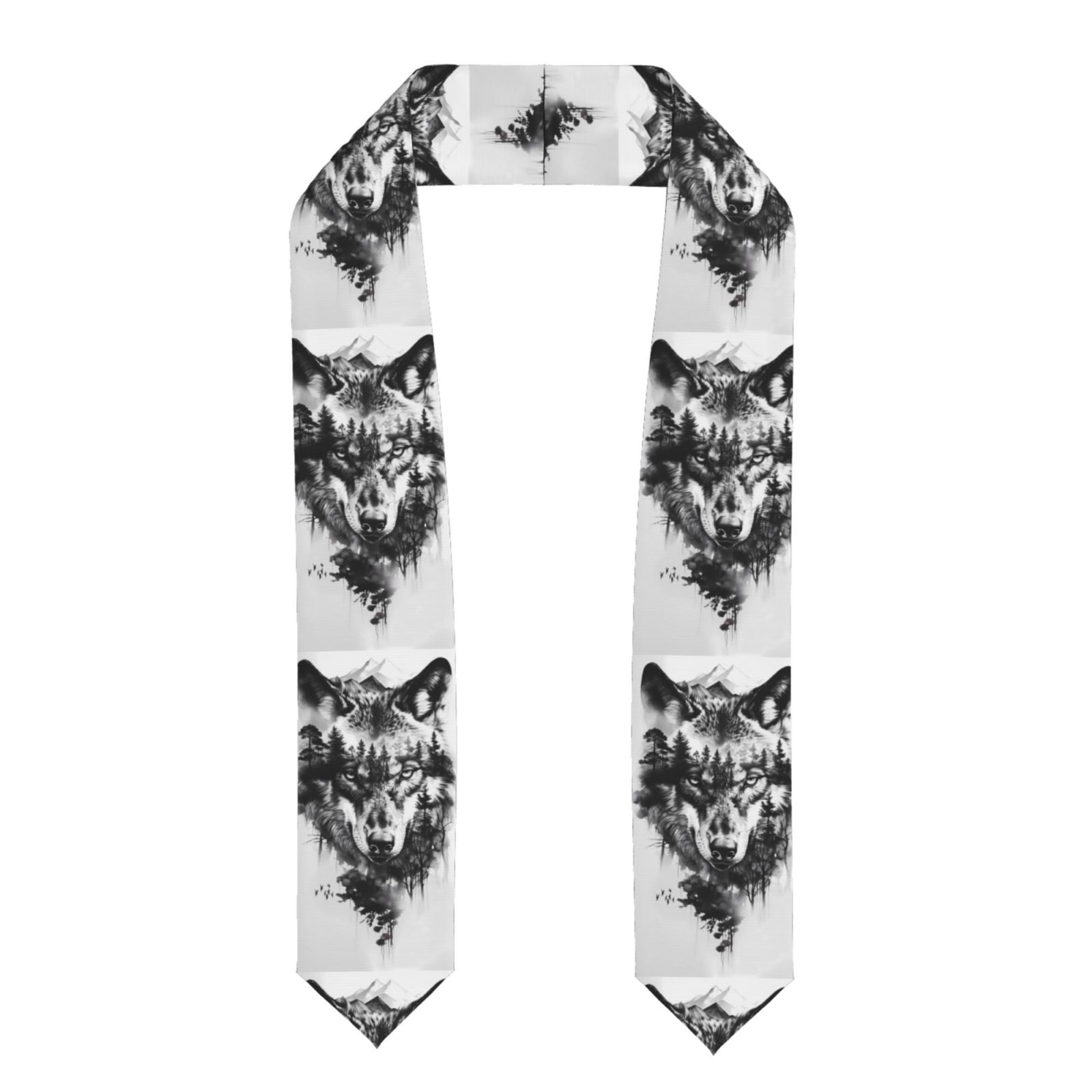 Zufioo Majestic Wolf Landscape Print Graduation Shawl Ribbon ...