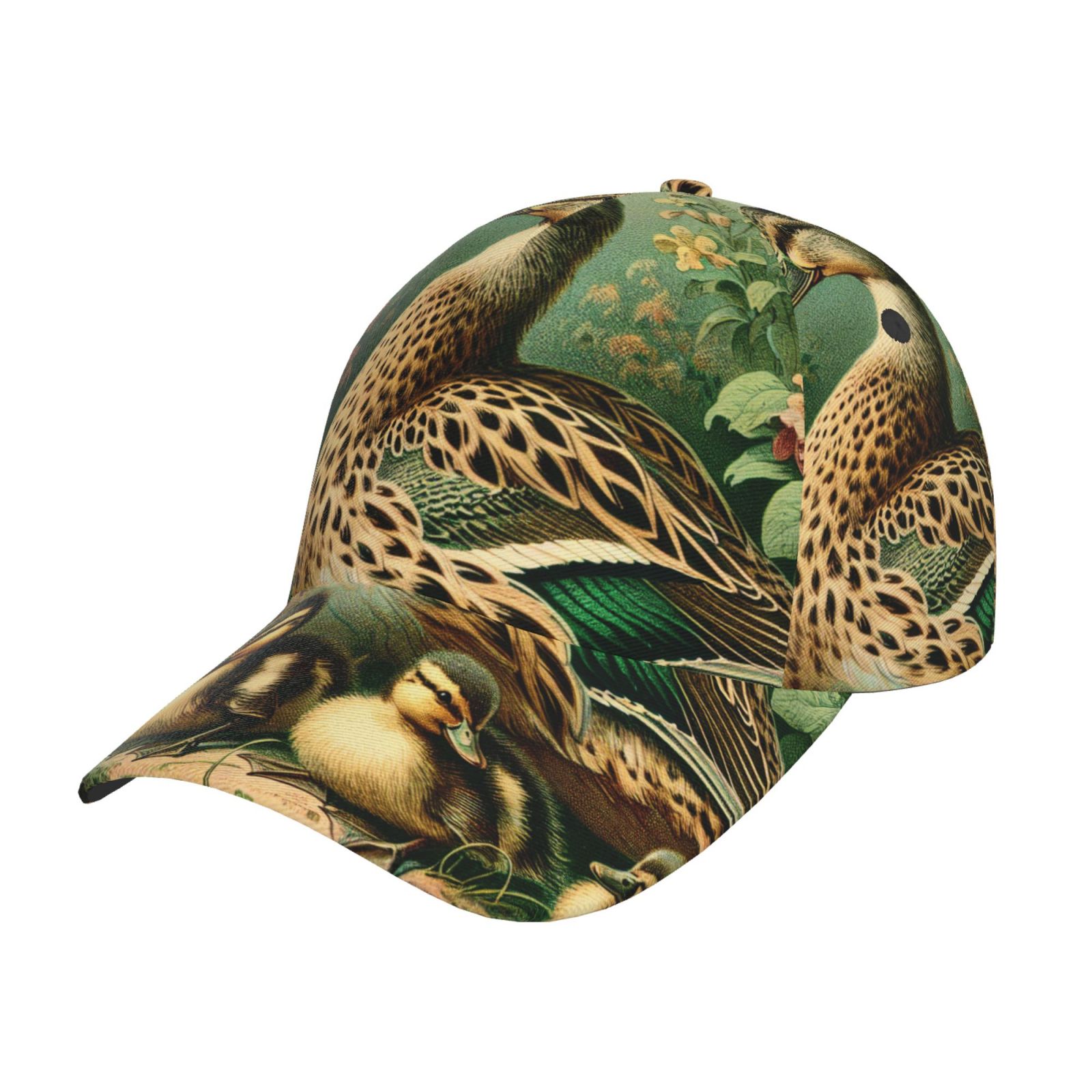 Zufioo Mallard Duck And Flowers Baseball Cap Hats for Men and Women ...