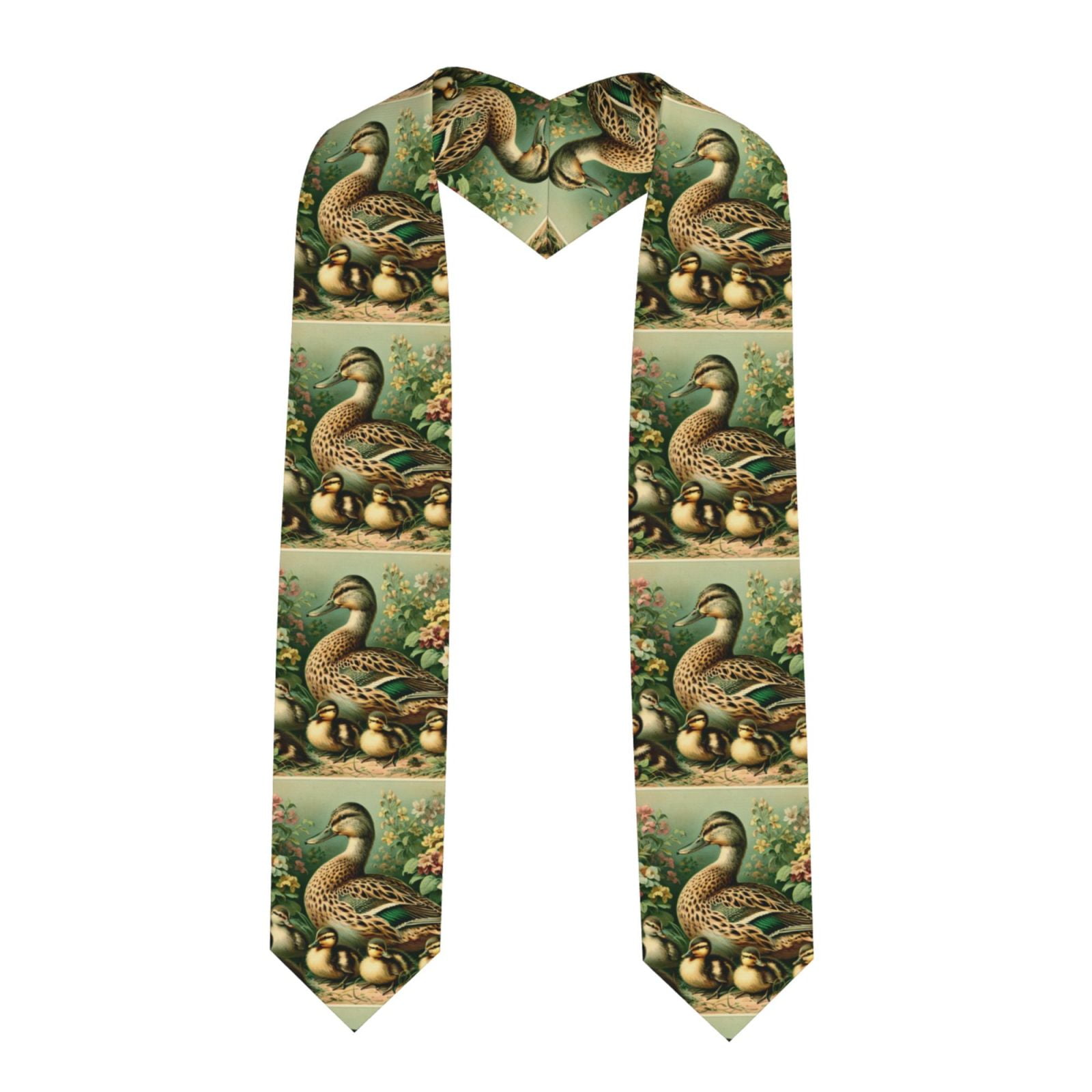 Zufioo Mallard Duck And Flowers Print Graduation Shawl Ribbon ...