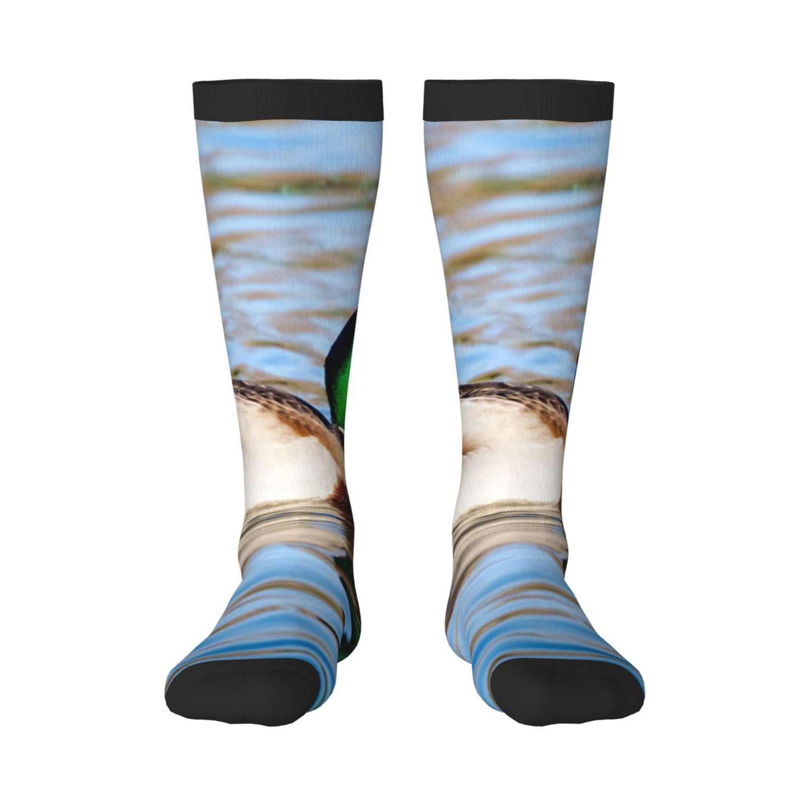 Zufioo Mallard Duck Swimming In A River Print Long High Thigh Socks ...