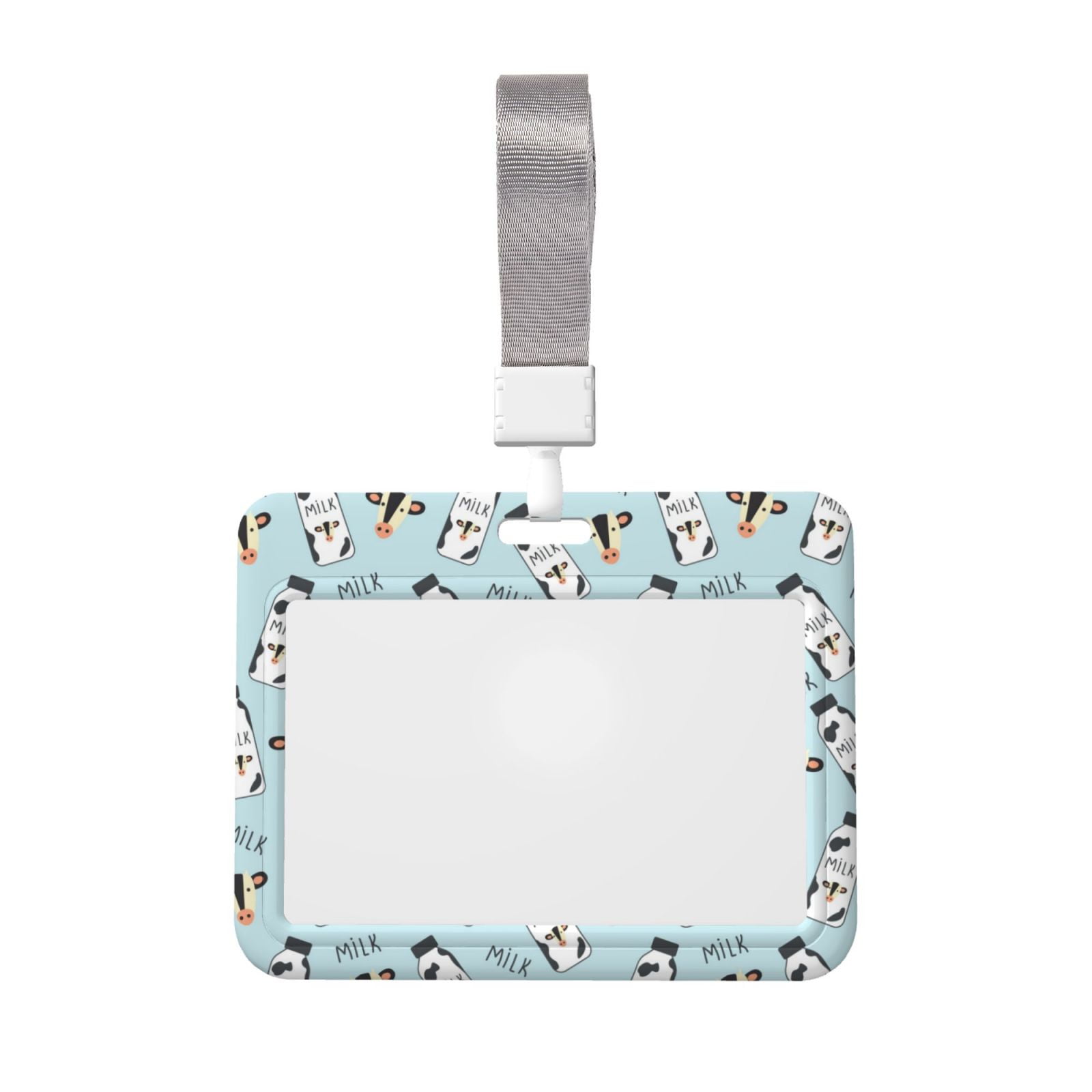 Zufioo Milk Bottles And Cow Head Print Work Badge Protective Case ...