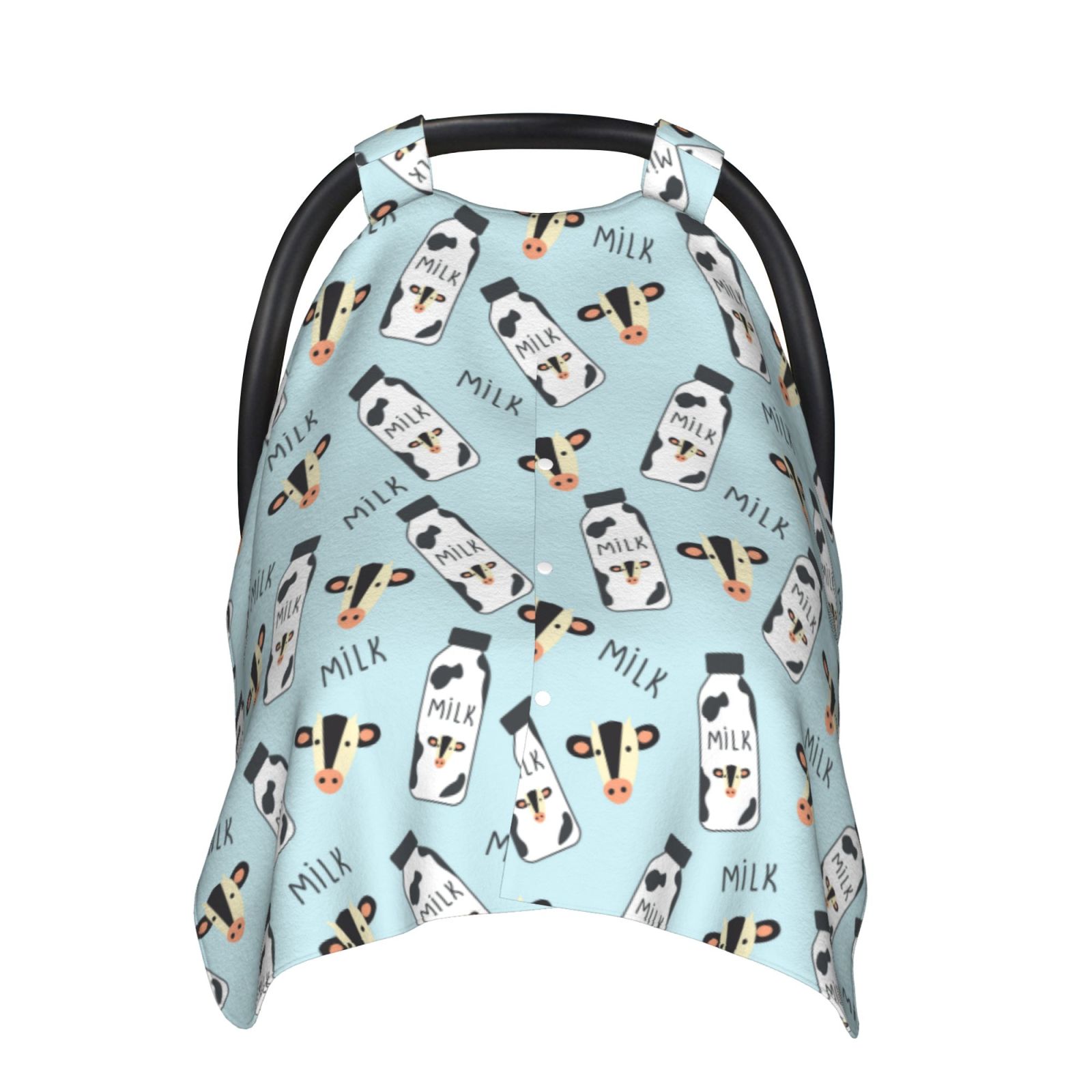Zufioo Milk Bottles And Cow Head Print Baby Stroller Seat Nursing Cover ...