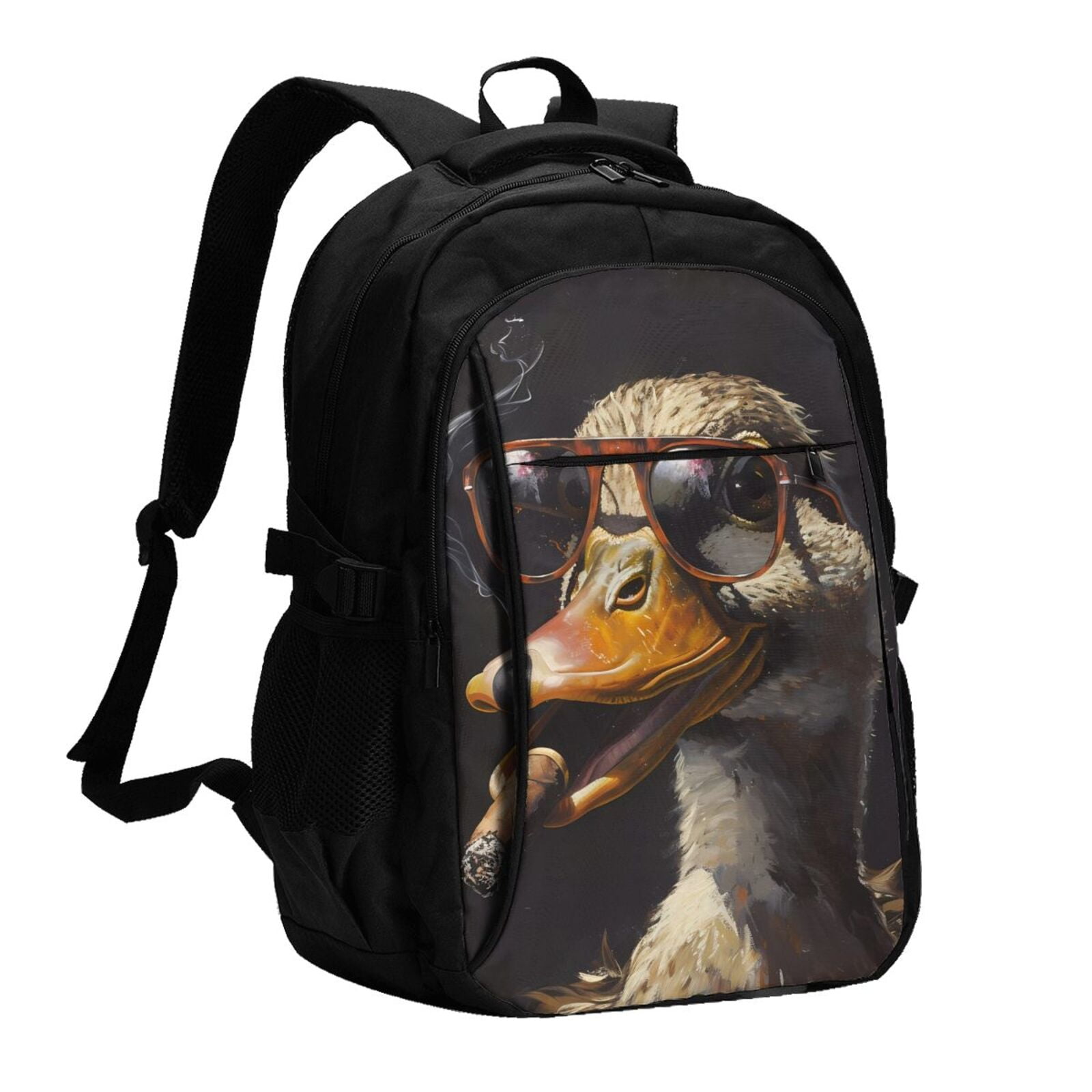 Zufioo Modern Funny Duck Print USB Backpack, Multi-Pocket Design ...