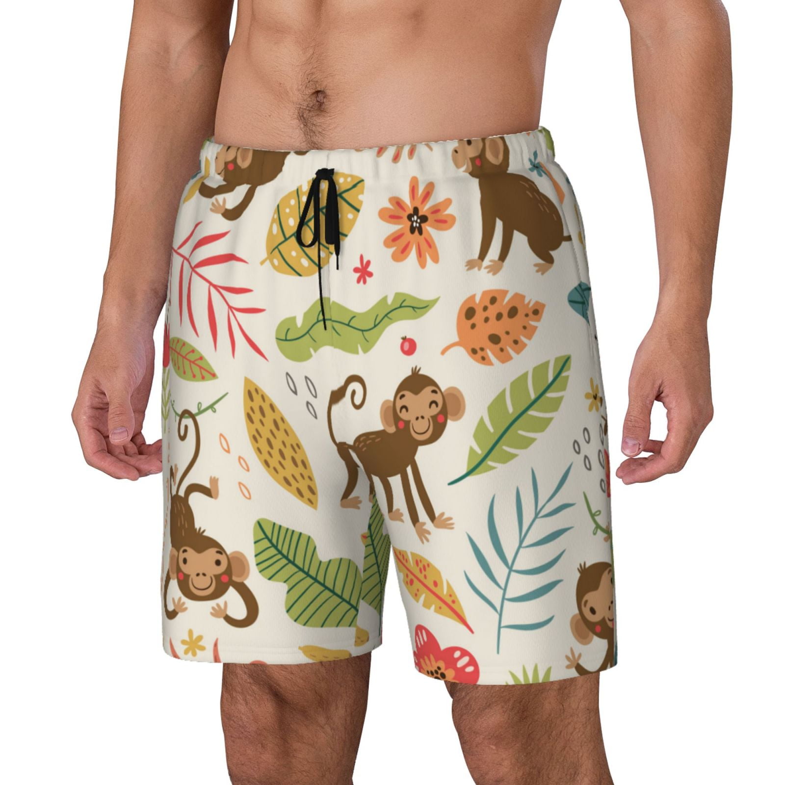 Zufioo Monkeys in the Jungle Mens Swimsuit Trunks with Compression Liner,Quick Dry Sports suit ...