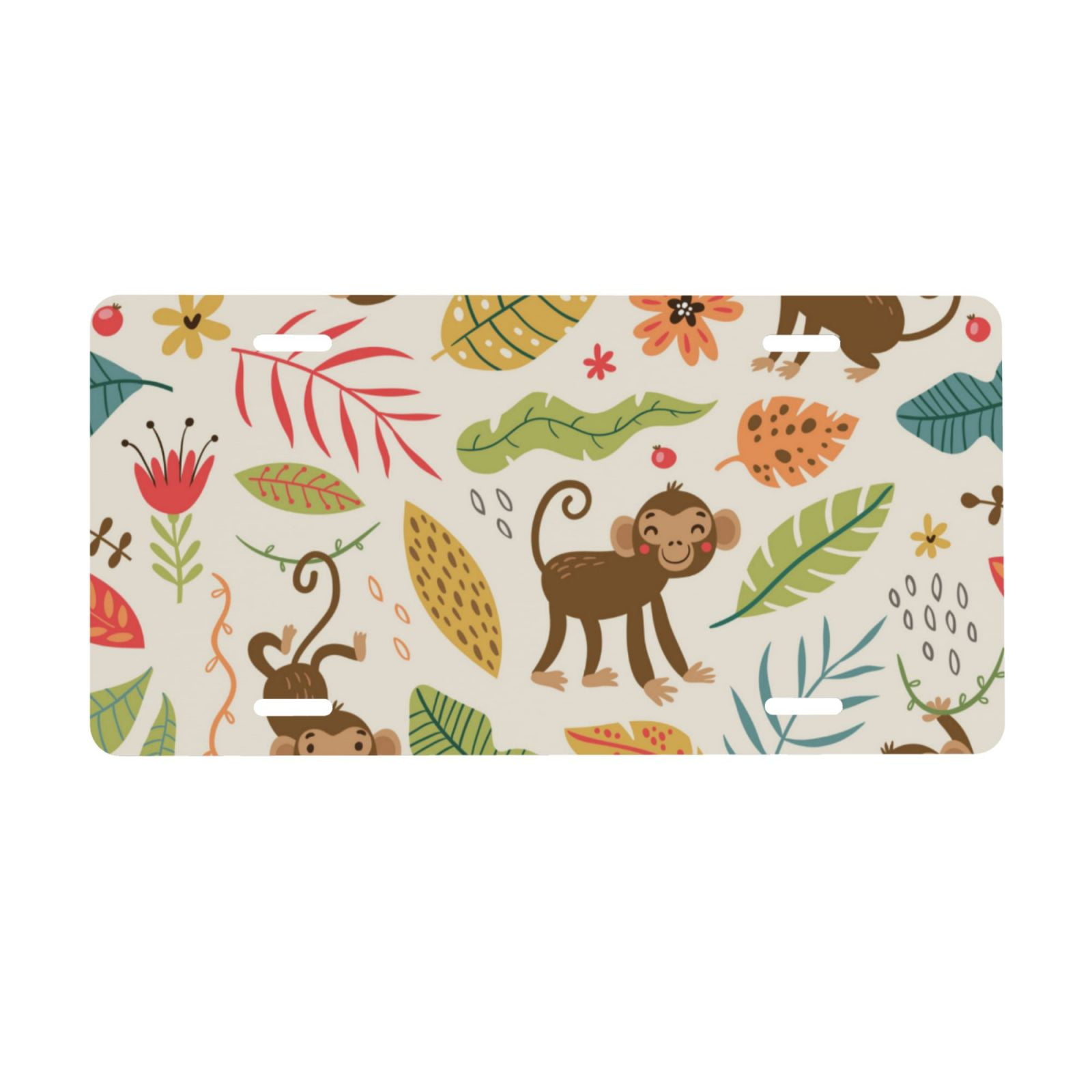 Zufioo Monkeys in the Jungle Print Car Aluminum Front License Plate ...