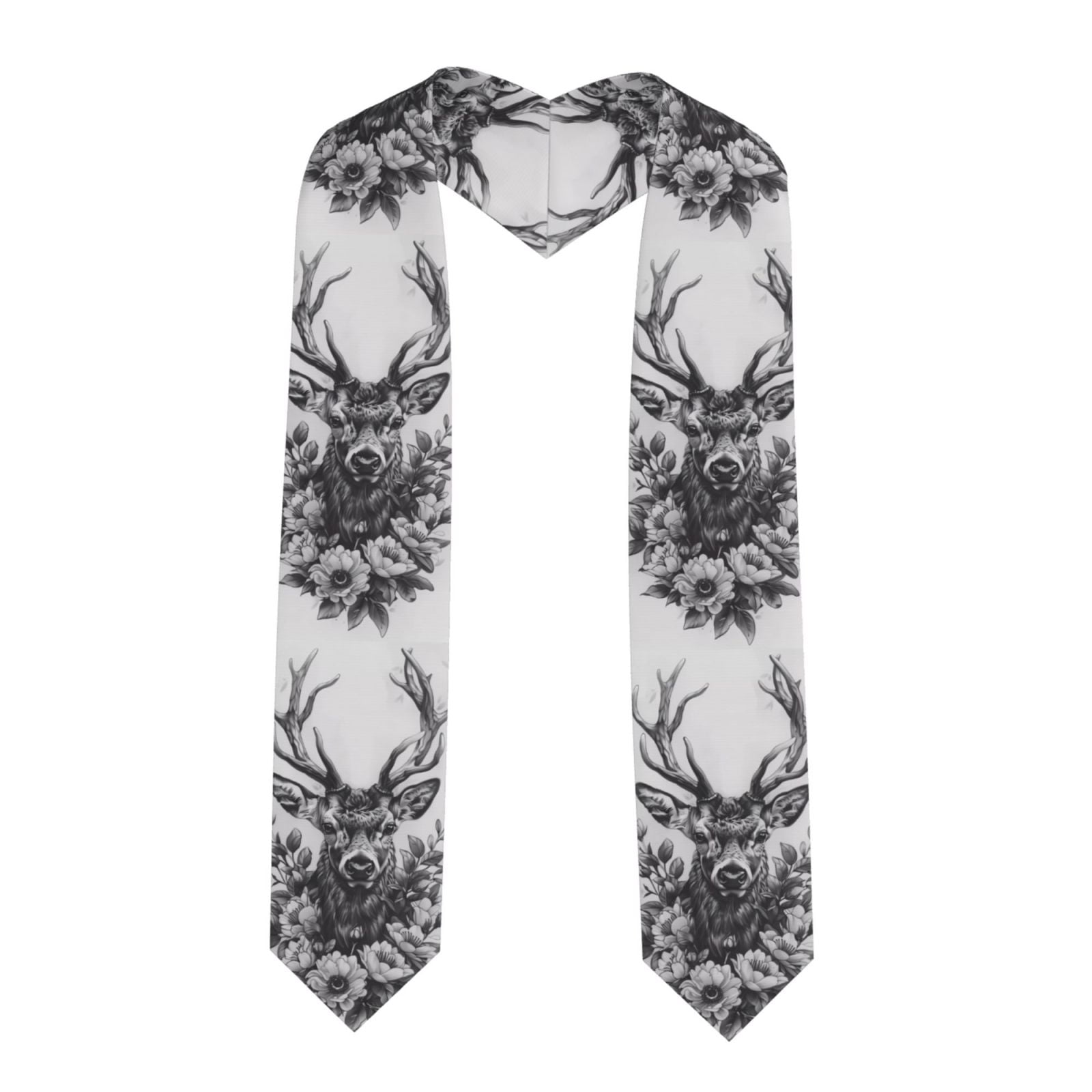 Zufioo Monochrome Deer Floral Print Graduation Shawl Ribbon, Graduation ...