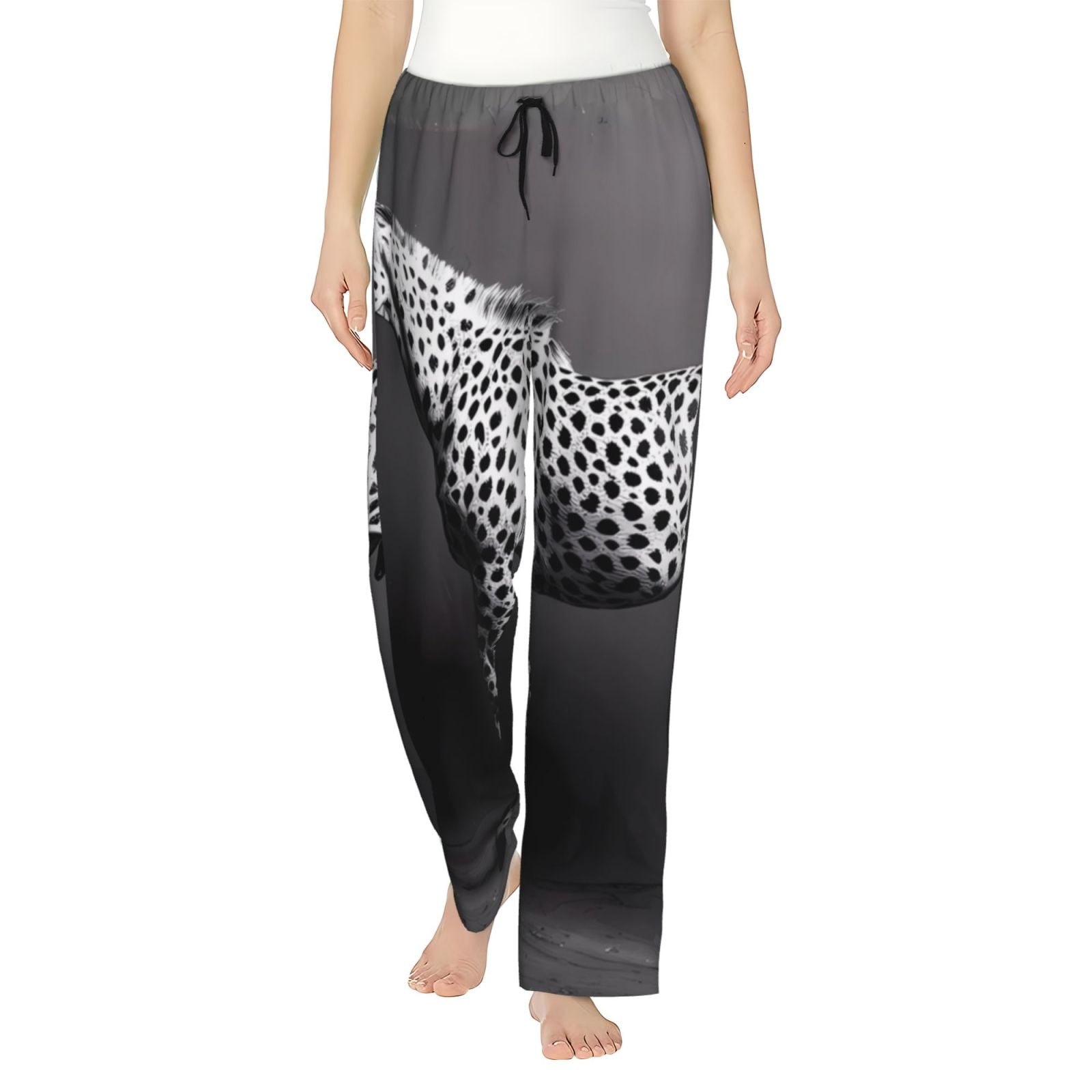 Zufioo Monochrome Leopard Horse Women Pajama Pants Drawstring Pajama ...