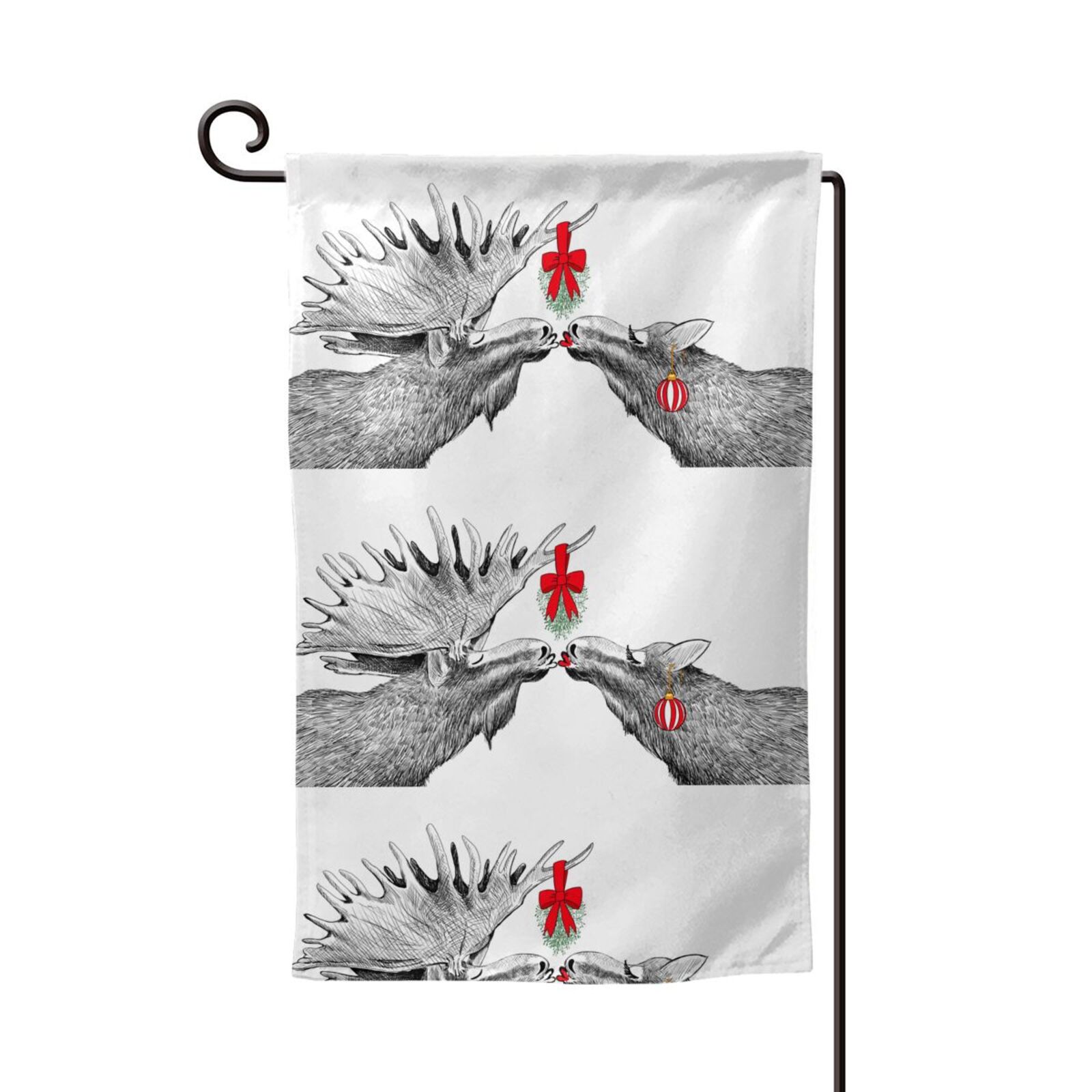 Zufioo Moose Kissing Under Mistletoe Print Garden Decoration Flags, Sun ...