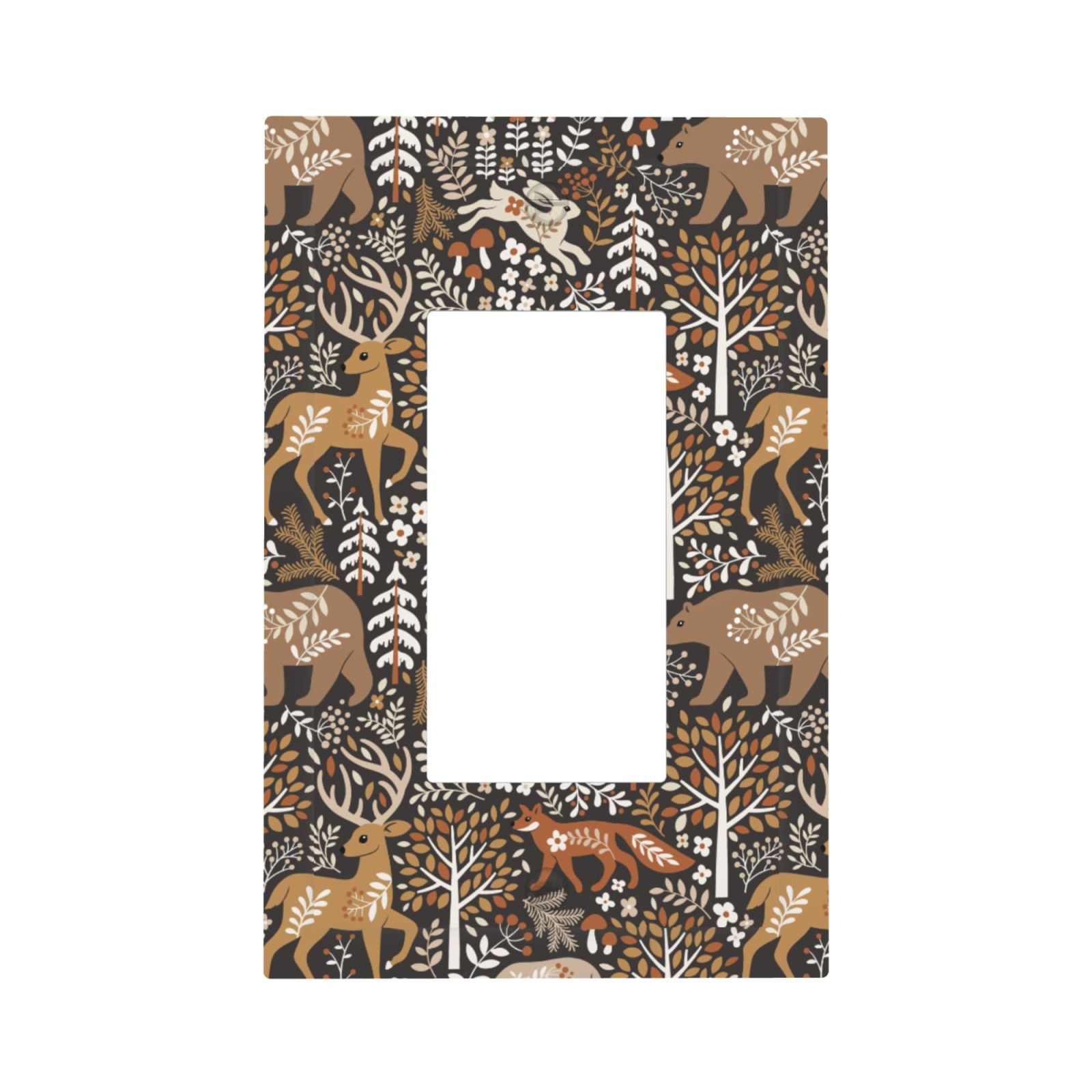 Zufioo Moose fox bear leaf tree Print Switch Wall Plate, Dustproof and ...