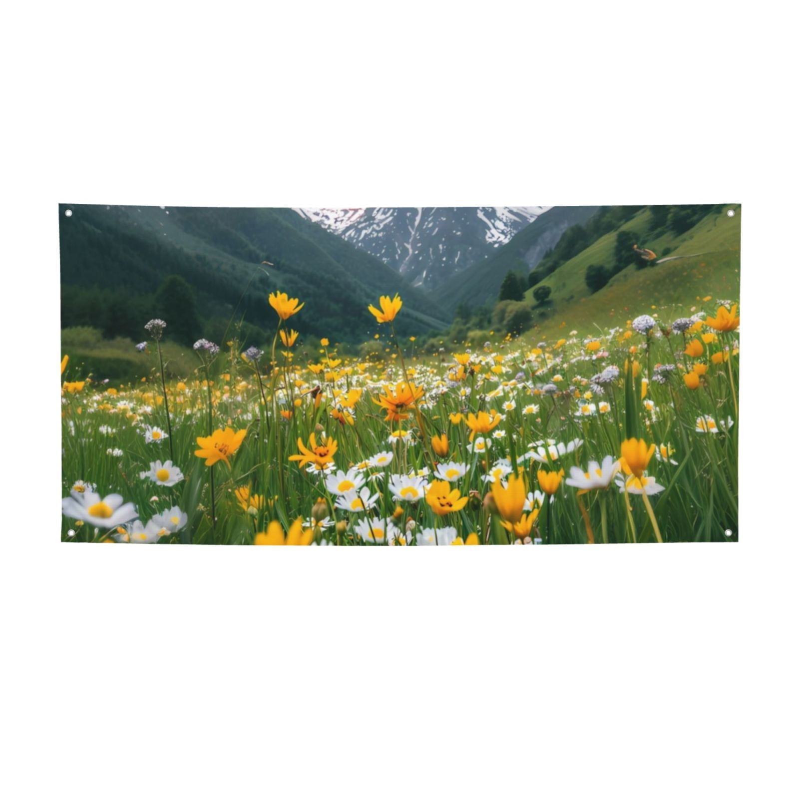 Zufioo Mountain Daisy Meadow Print Holiday Banners, Party Banners ...