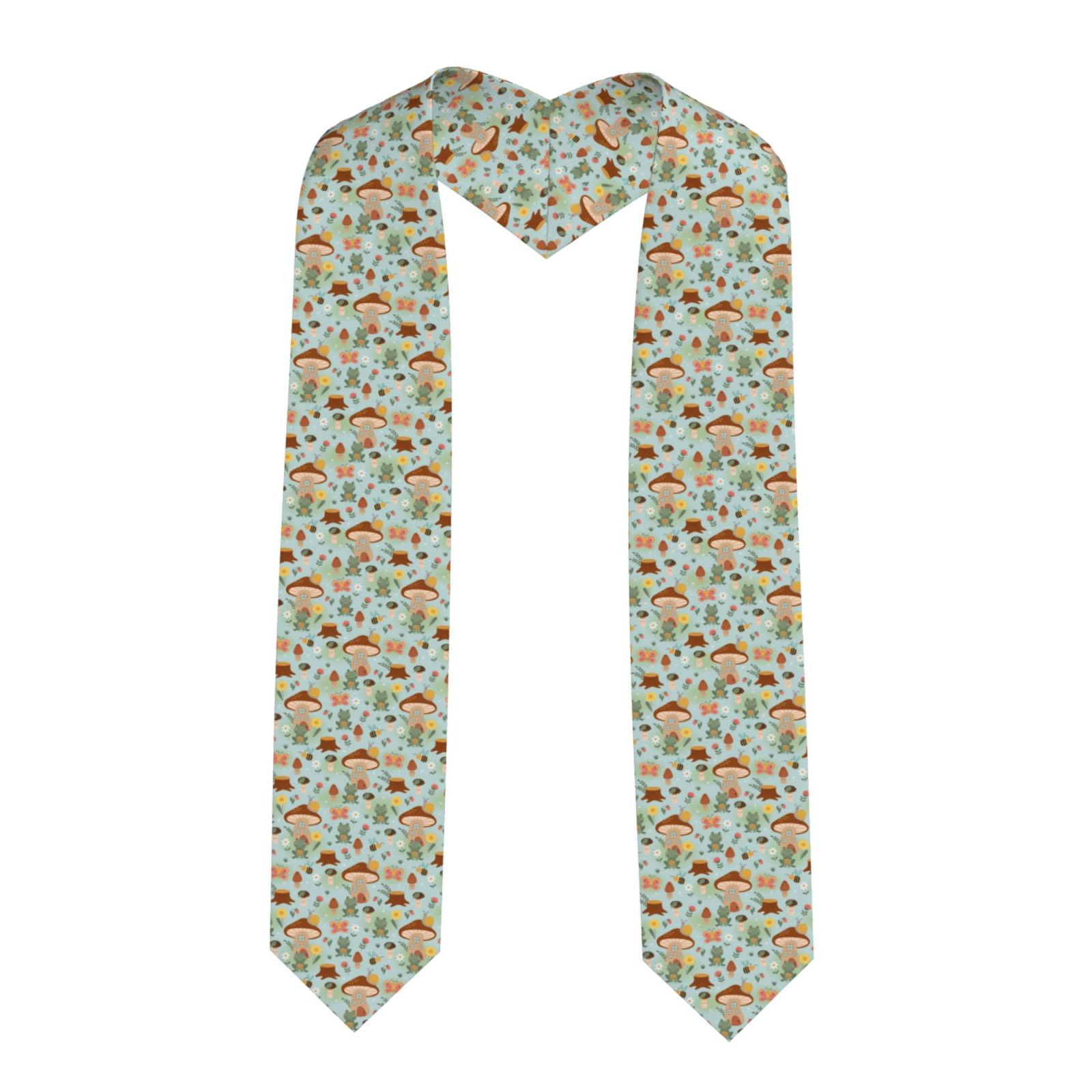 Zufioo Mushroom House Insect Frog Print Graduation Shawl Ribbon ...
