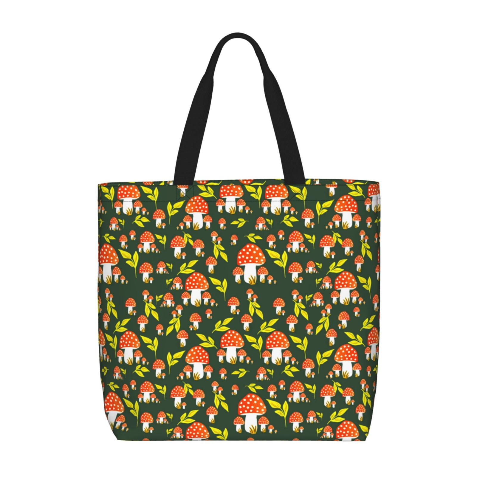Zufioo Mushroom Leaf Print Large Capacity Single Shoulder Convenient ...