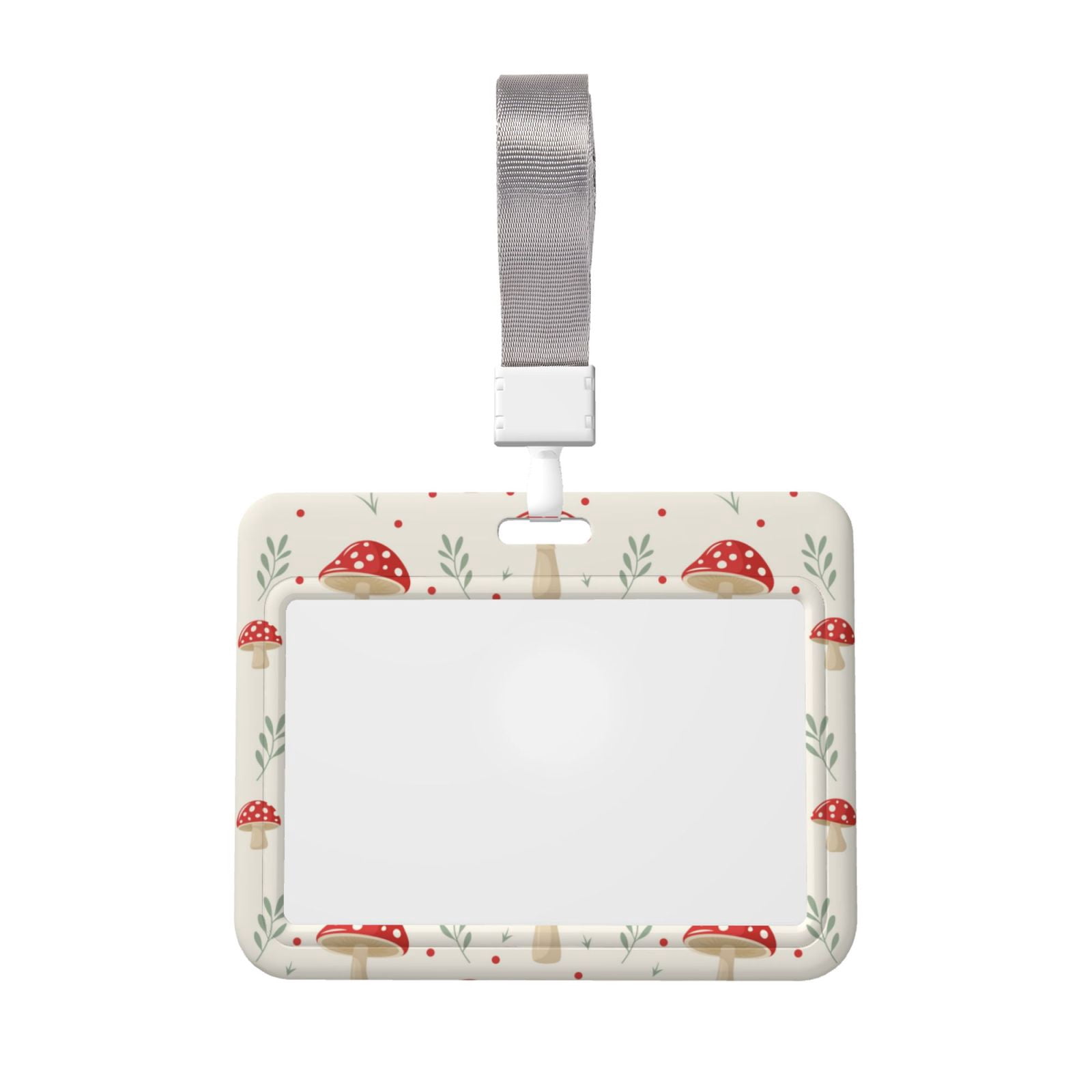Zufioo Mushroom Print Work Badge Protective Case, Waterproof Lanyard ...
