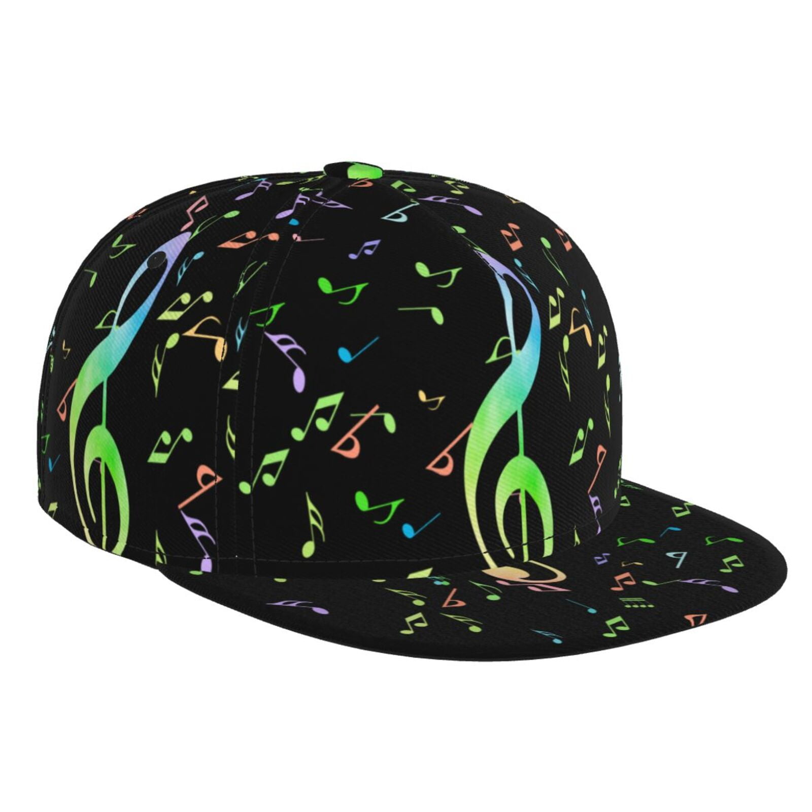 Zufioo Music Notes Print Flat Brim Baseball Cap, Sun Protection, Sweat ...
